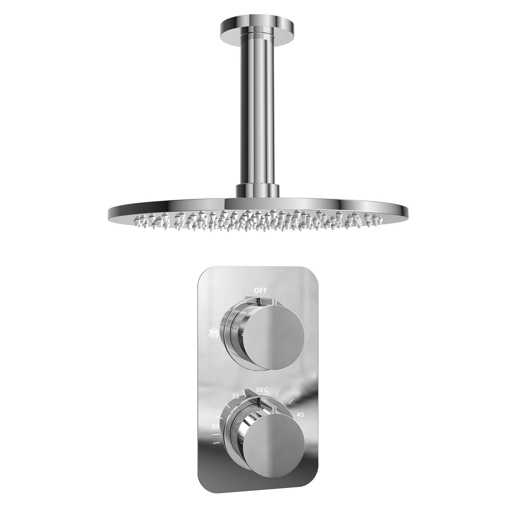 200mm Round Ceiling Shower Set with Twin Thermostatic Shower Valve ...