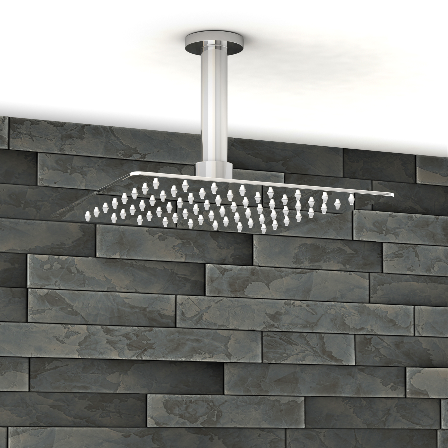 250mm Slimline Square Stainless Steel Shower Head with Ceiling Mounted ...