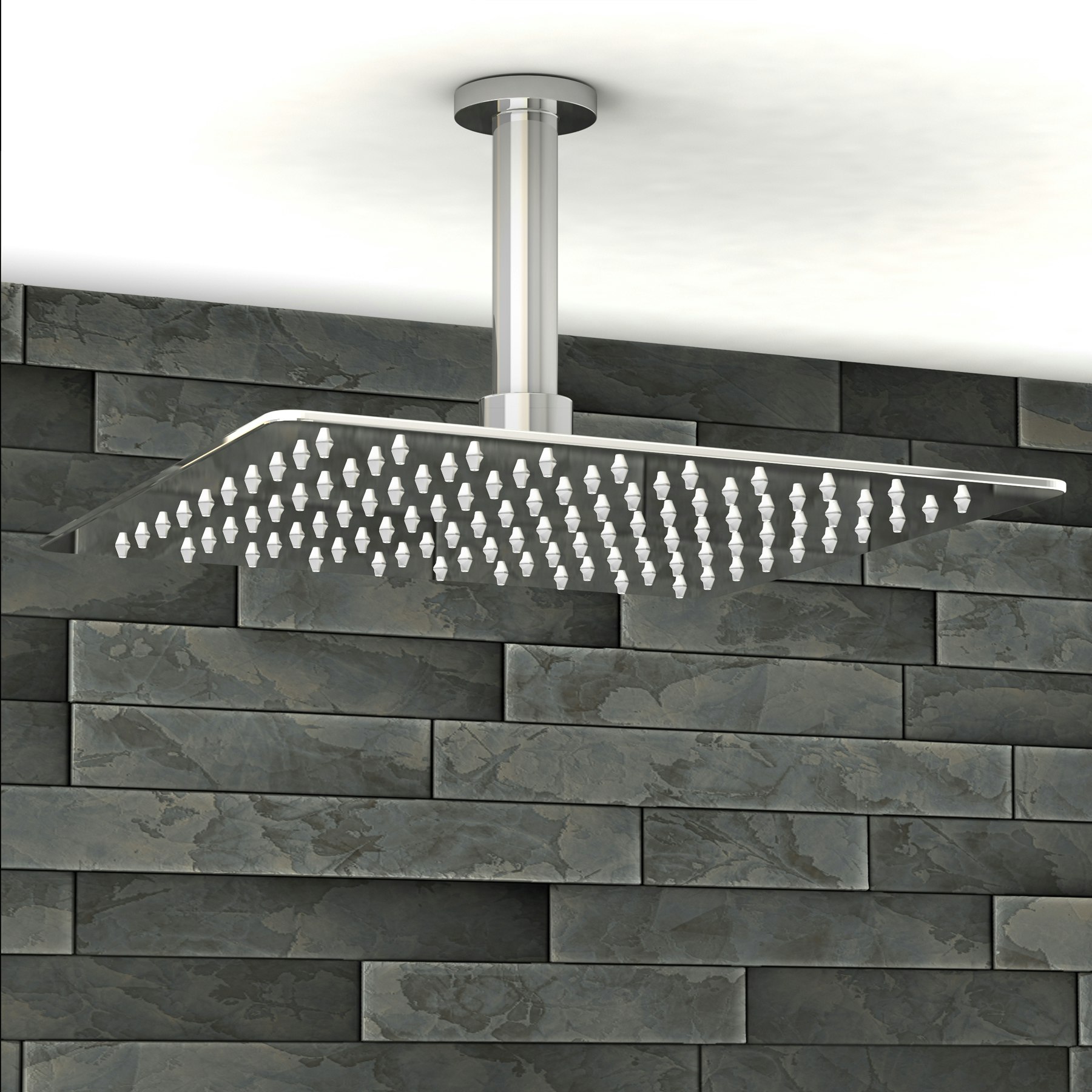300mm Slimline Square Stainless Steel Shower Head with Ceiling Mounted ...
