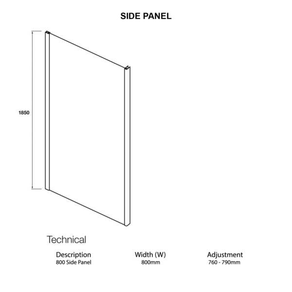 Easy 6mm Shower Enclosure Side Panel 800 x 1850mm | Royal Bathrooms
