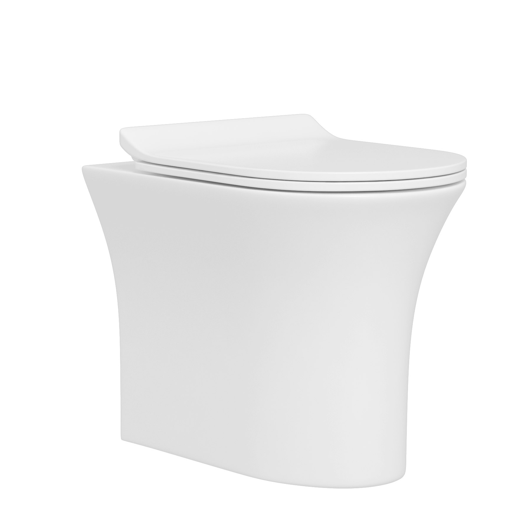 Breeze Rimless Back to Wall Toilet Pan and Slim Soft Close Seat with ...