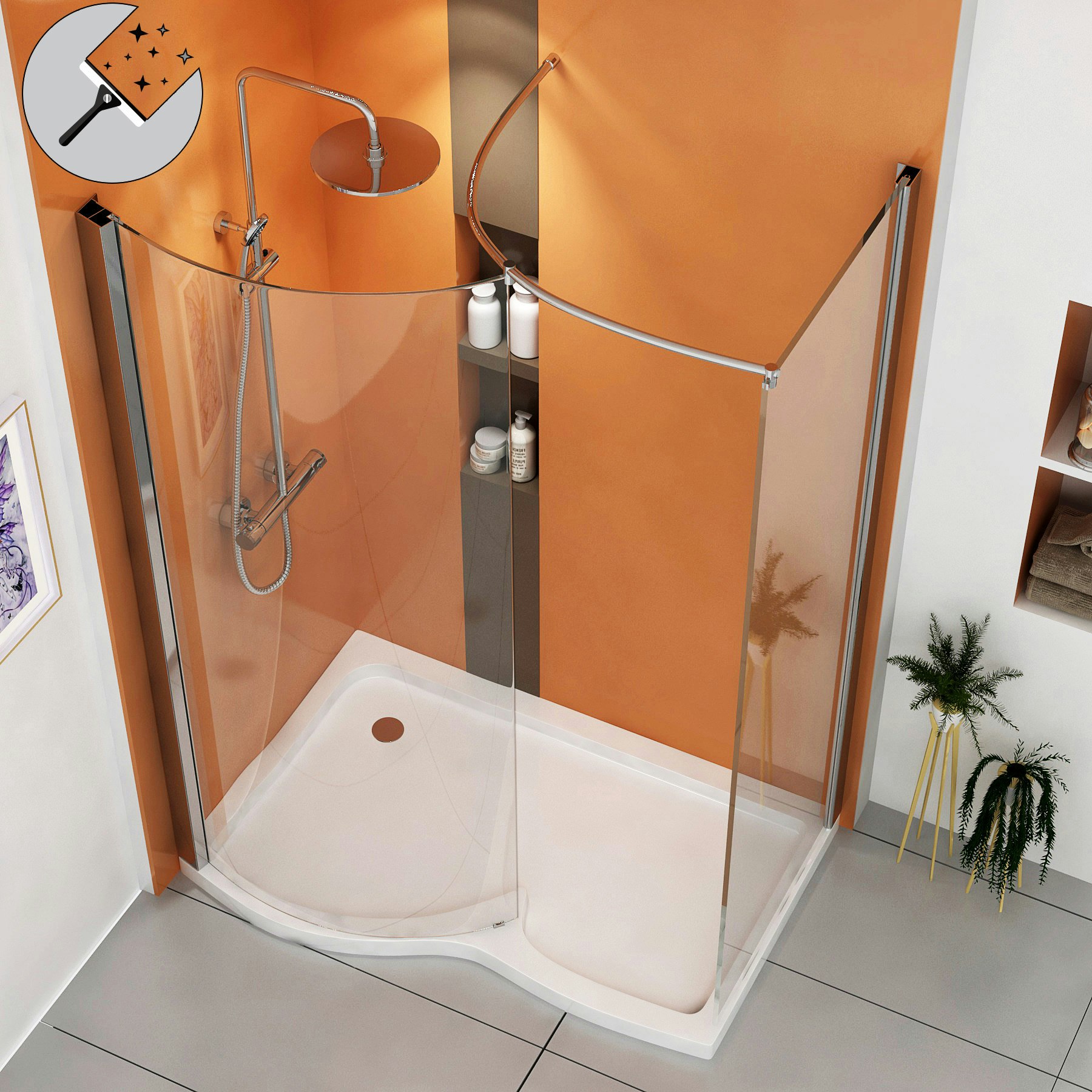 Elegance 8mm Easy Clean Glass Walk in Enclosure 1400x900mm with Tray ...