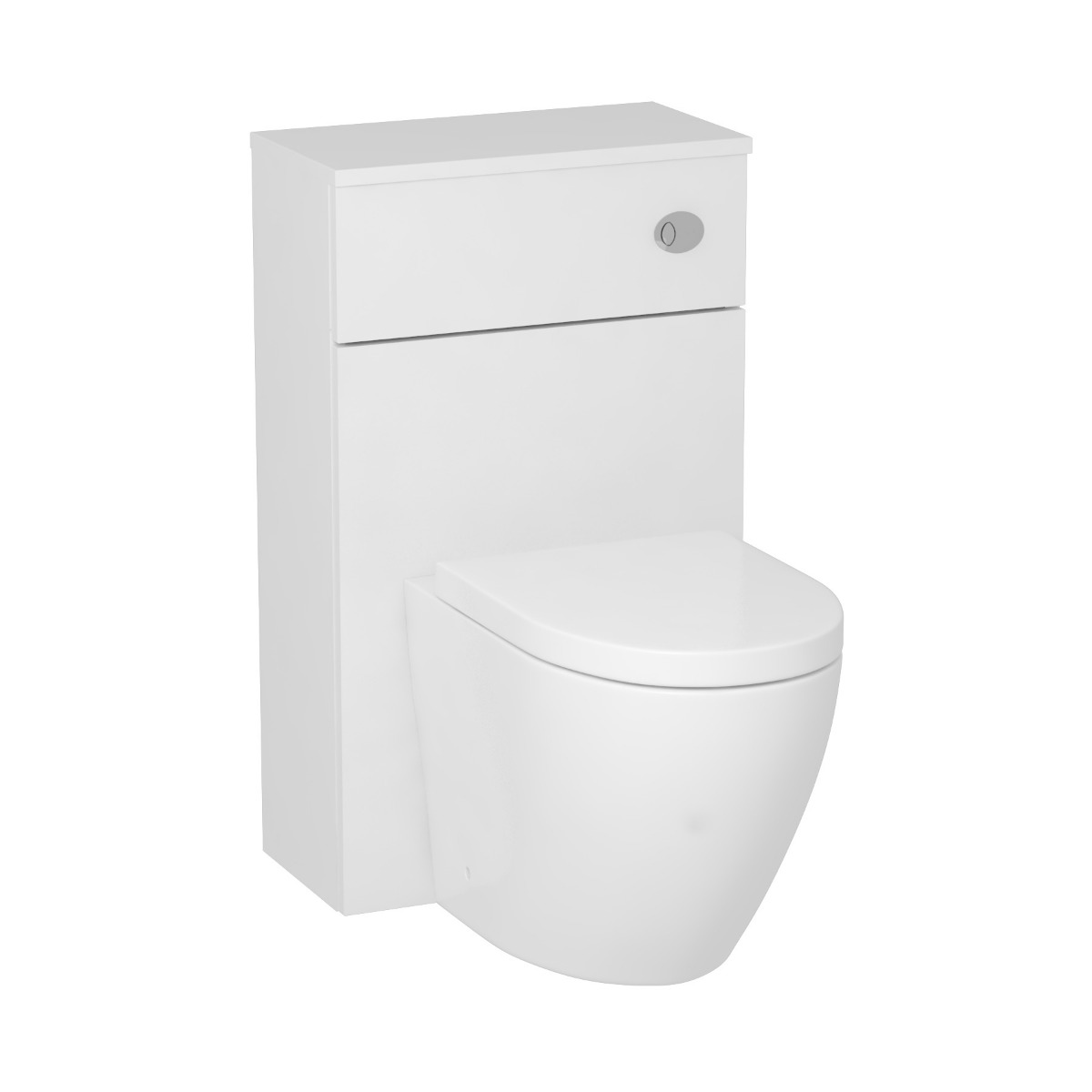 500mm Gloss White BTW WC Unit with Short Projection Rimless Toilet Pan ...