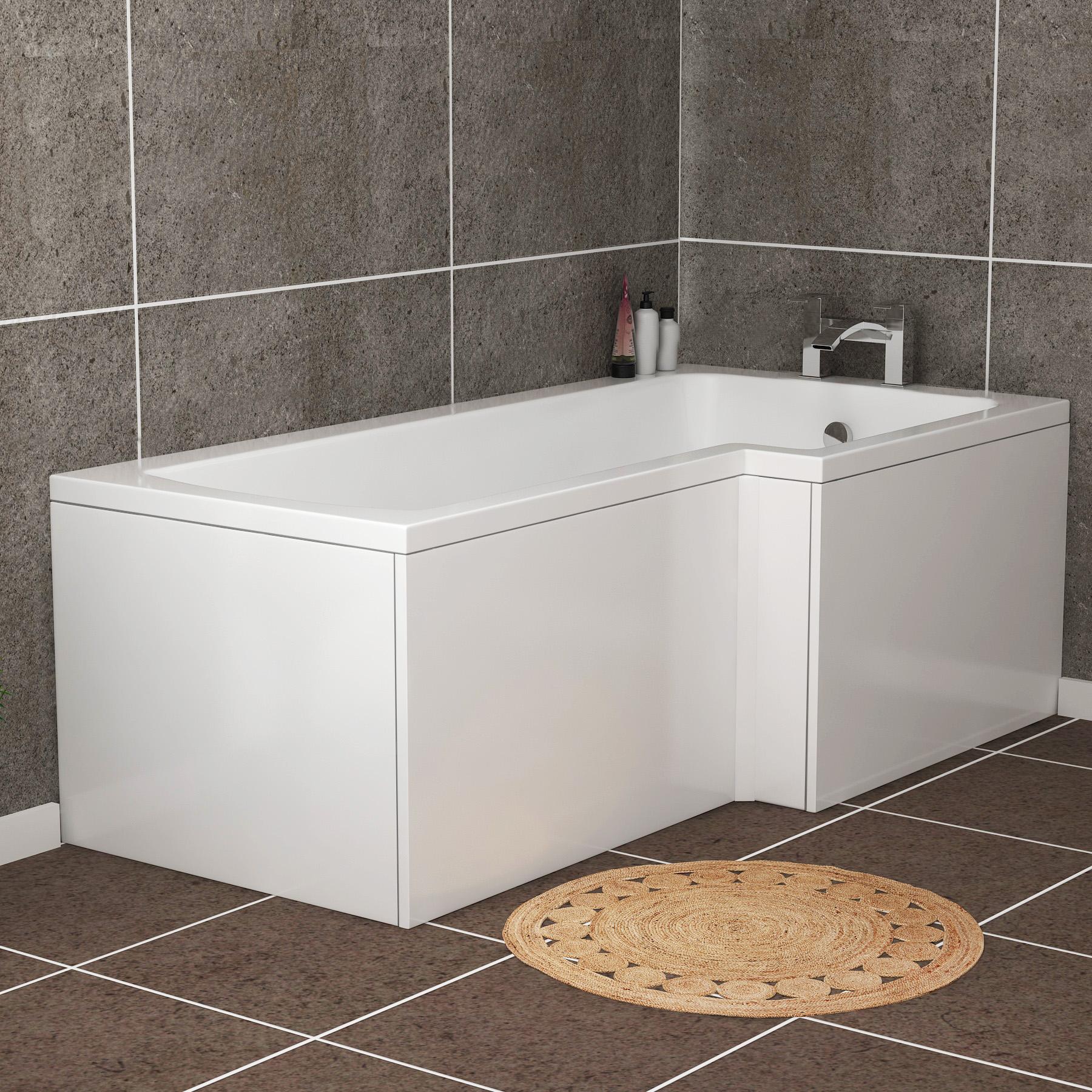 Turin 1500mm Gloss White L Shaped Bath MDF Front Panel - Wooden | Royal ...