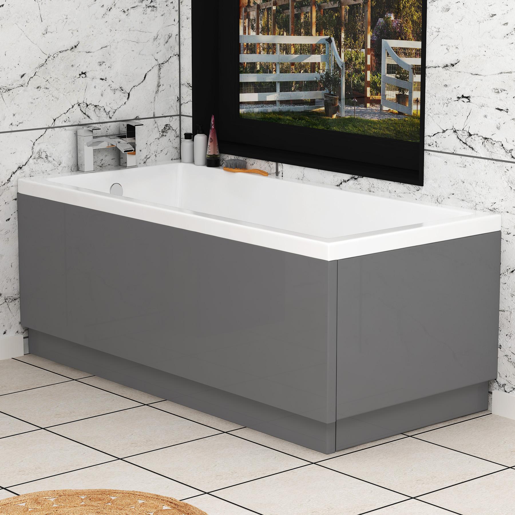 Turin 1700mm Indigo Grey Gloss Bath MDF Front Panel - Wooden | Royal ...