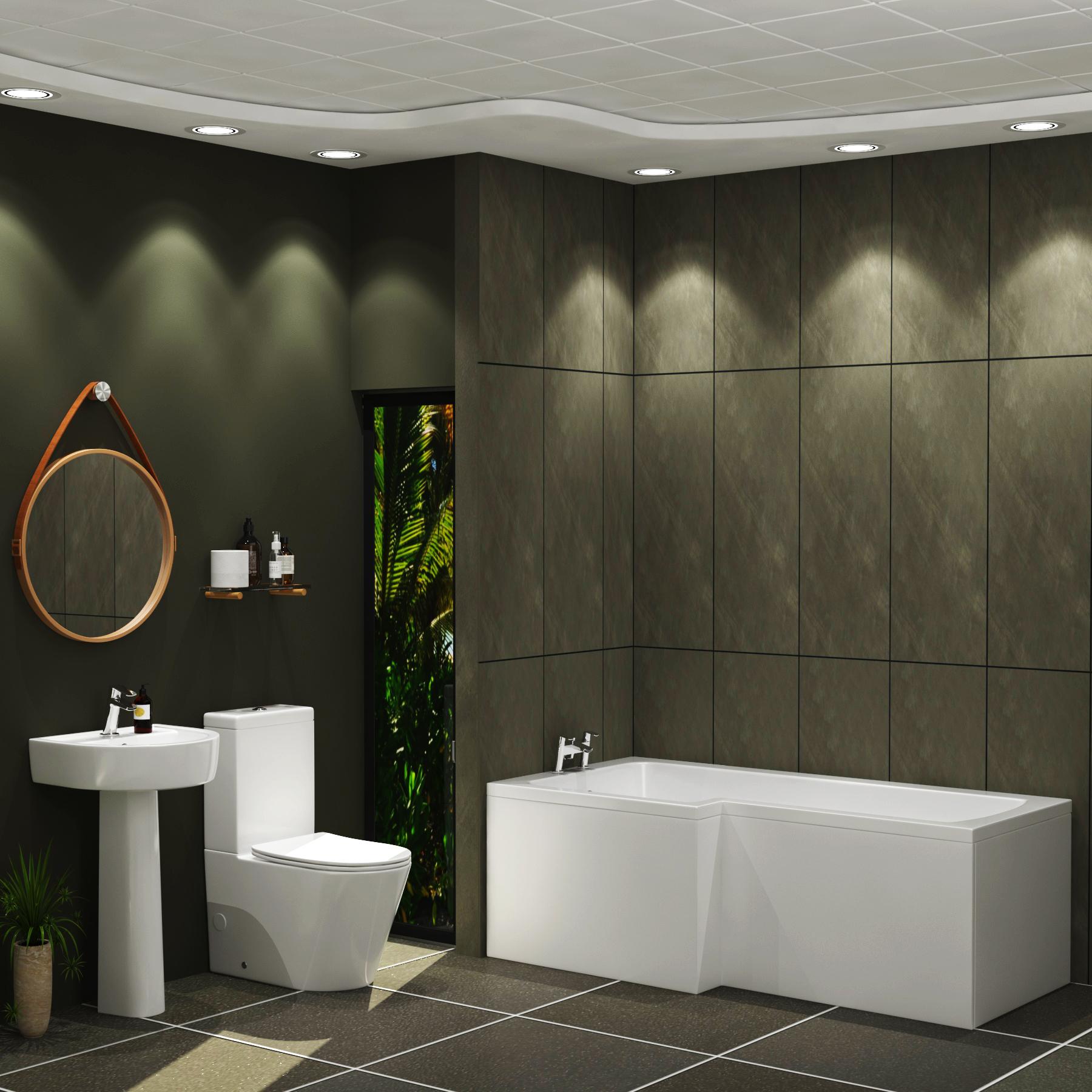 Qubix Left Hand L-Shaped Square Shower Bath tub in Various Sizes ...