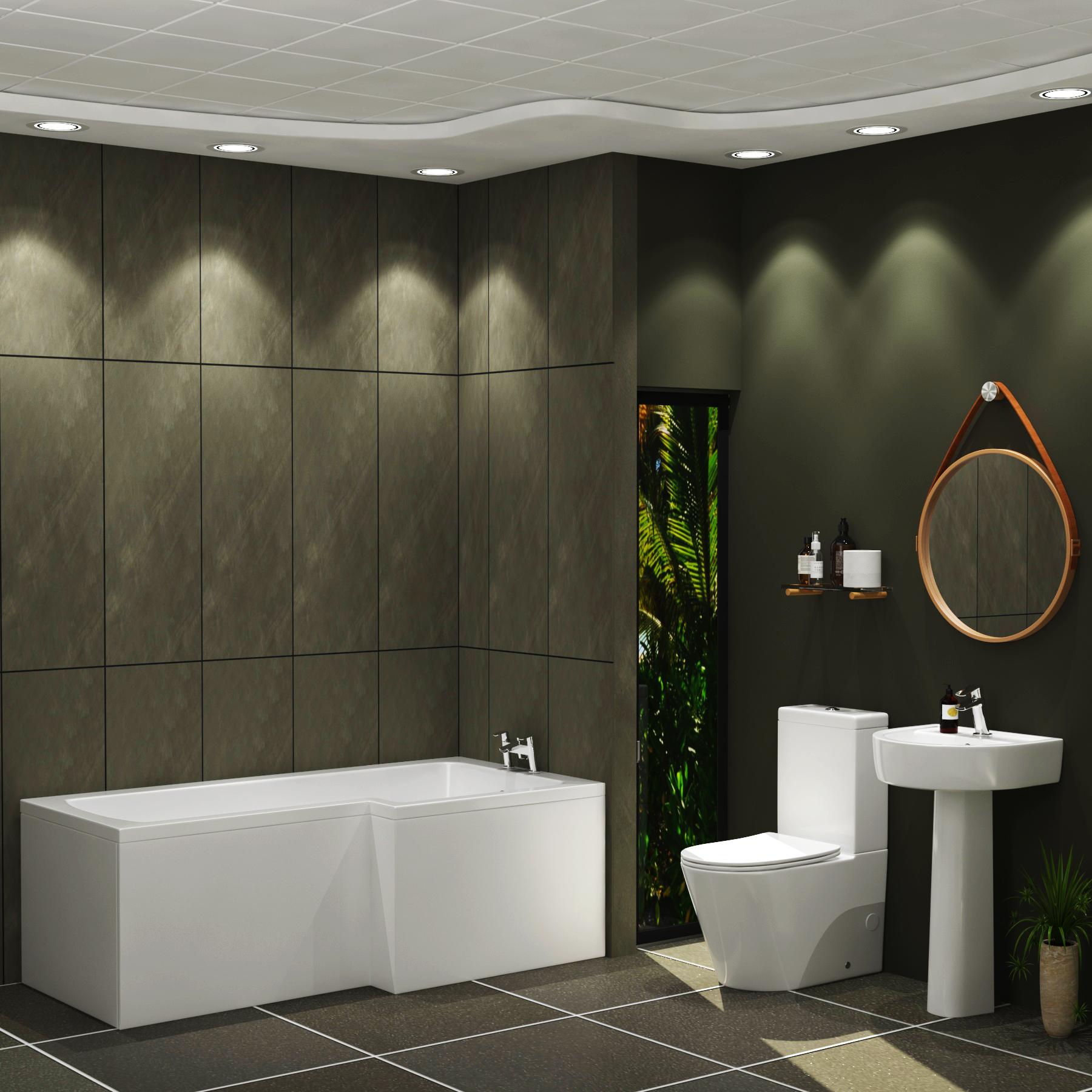 Qubix Right Hand L-Shaped Square Shower Bath tub in Various Sizes ...