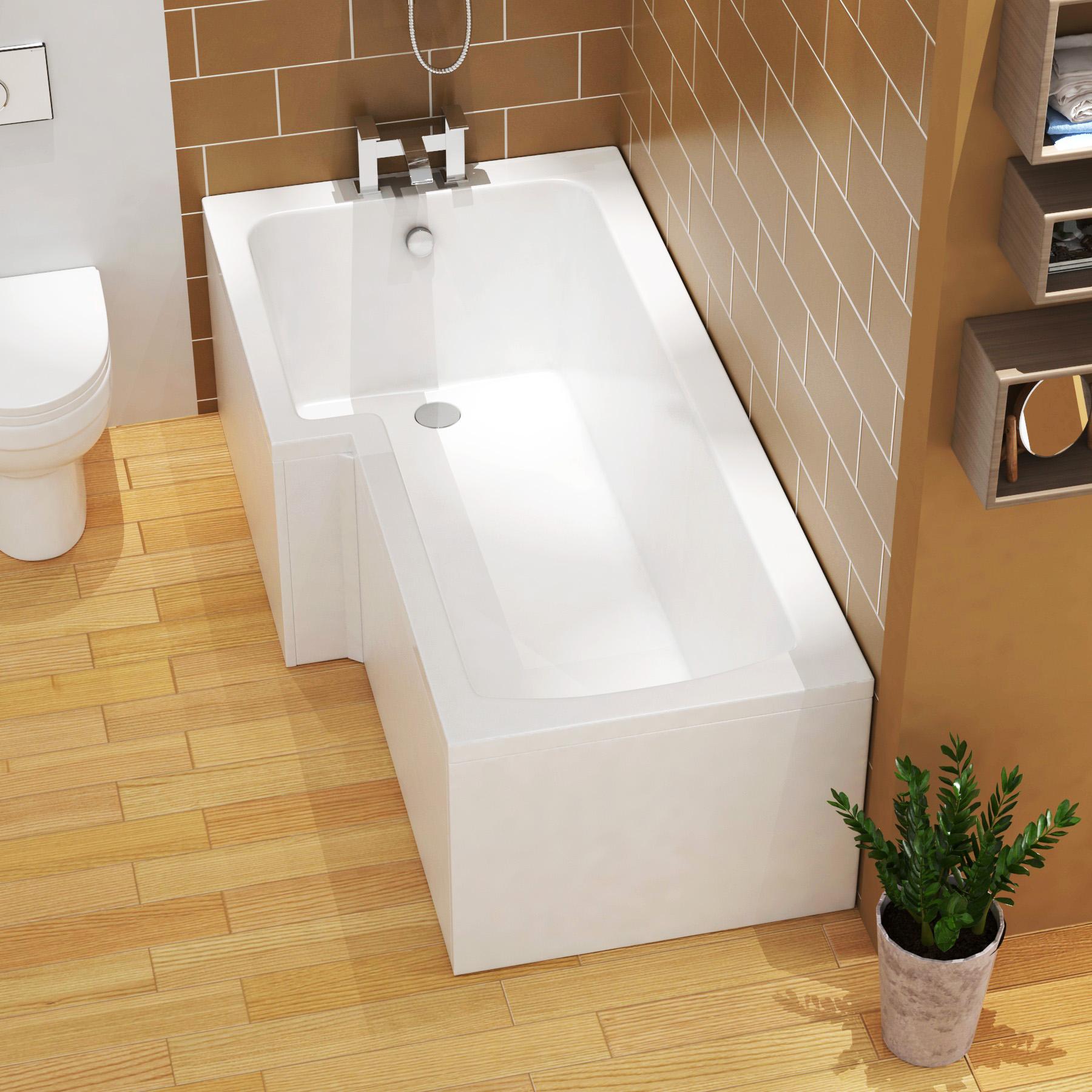 Qubix Left Hand L-Shaped Square Shower Bath tub in Various Sizes ...