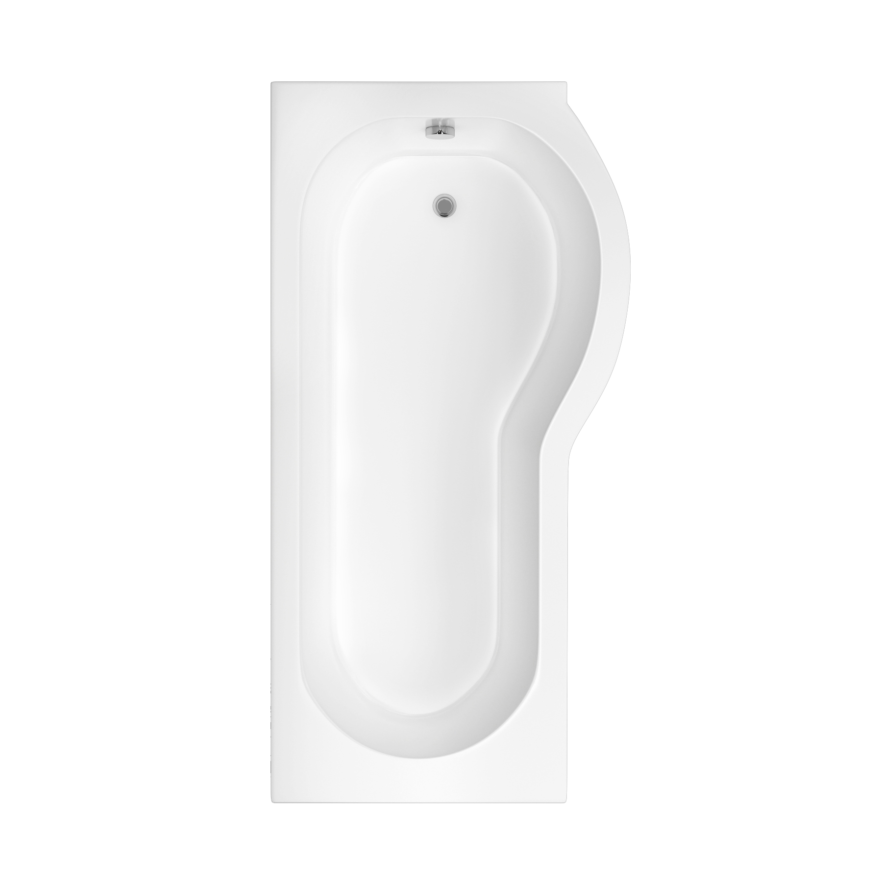 Elva 1700 x 850mm Right Hand Curved P-Shaped Shower Bath tub with Front ...