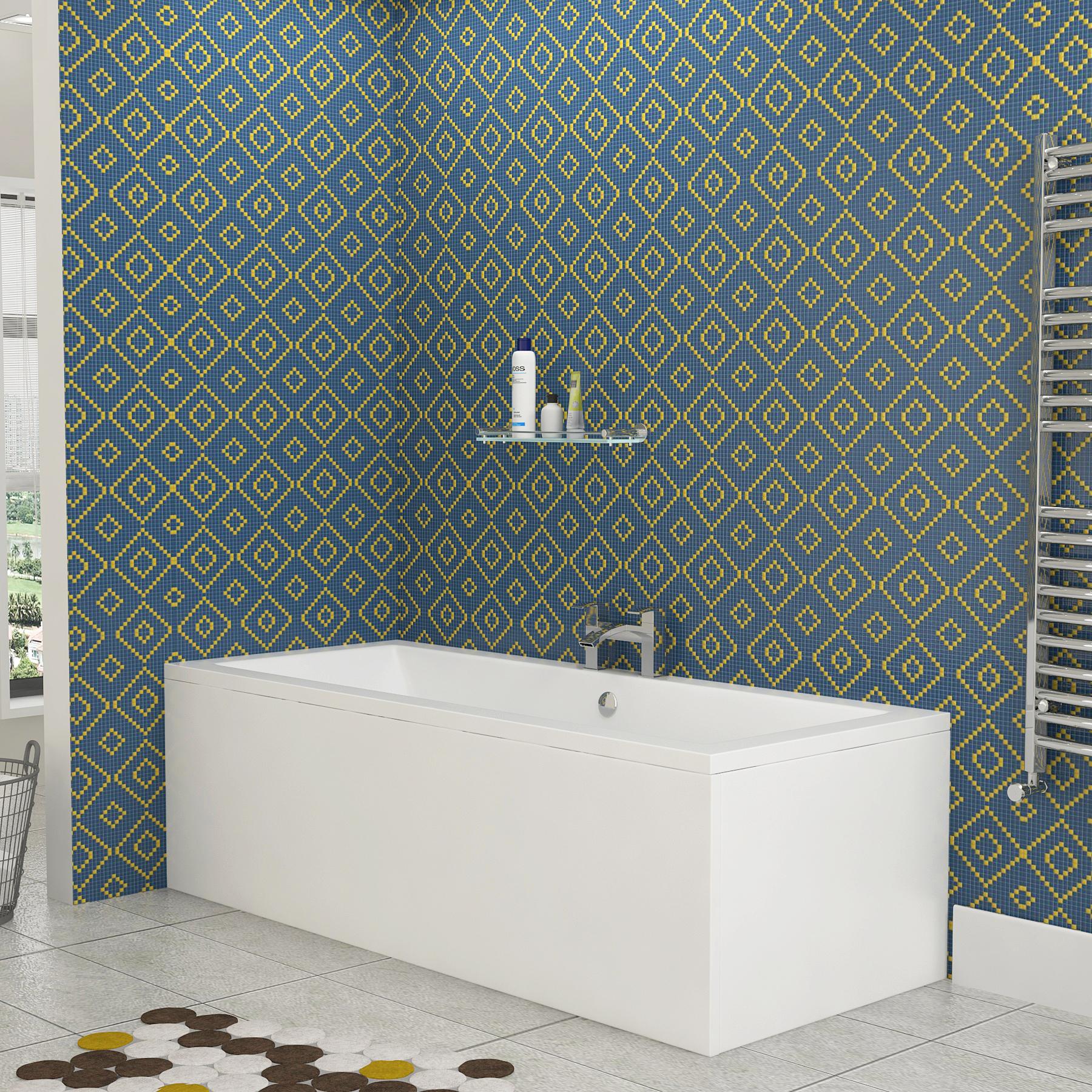 Amaze Designer Square Edge Double Ended Acrylic Bath Tub with Round ...