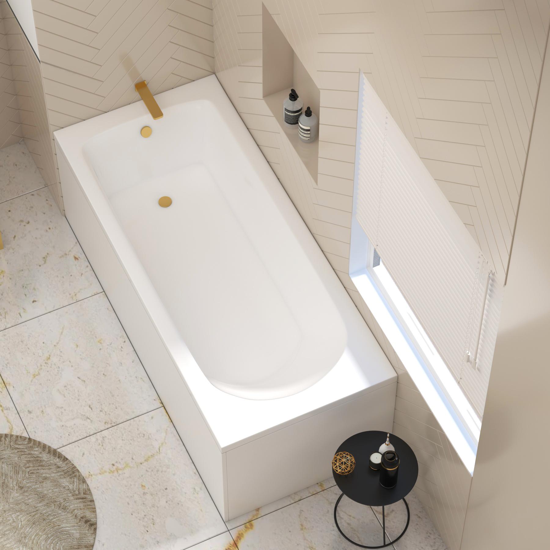 Breeze Round Single-Ended Acrylic Bath Tub with Brushed Brass Framed ...