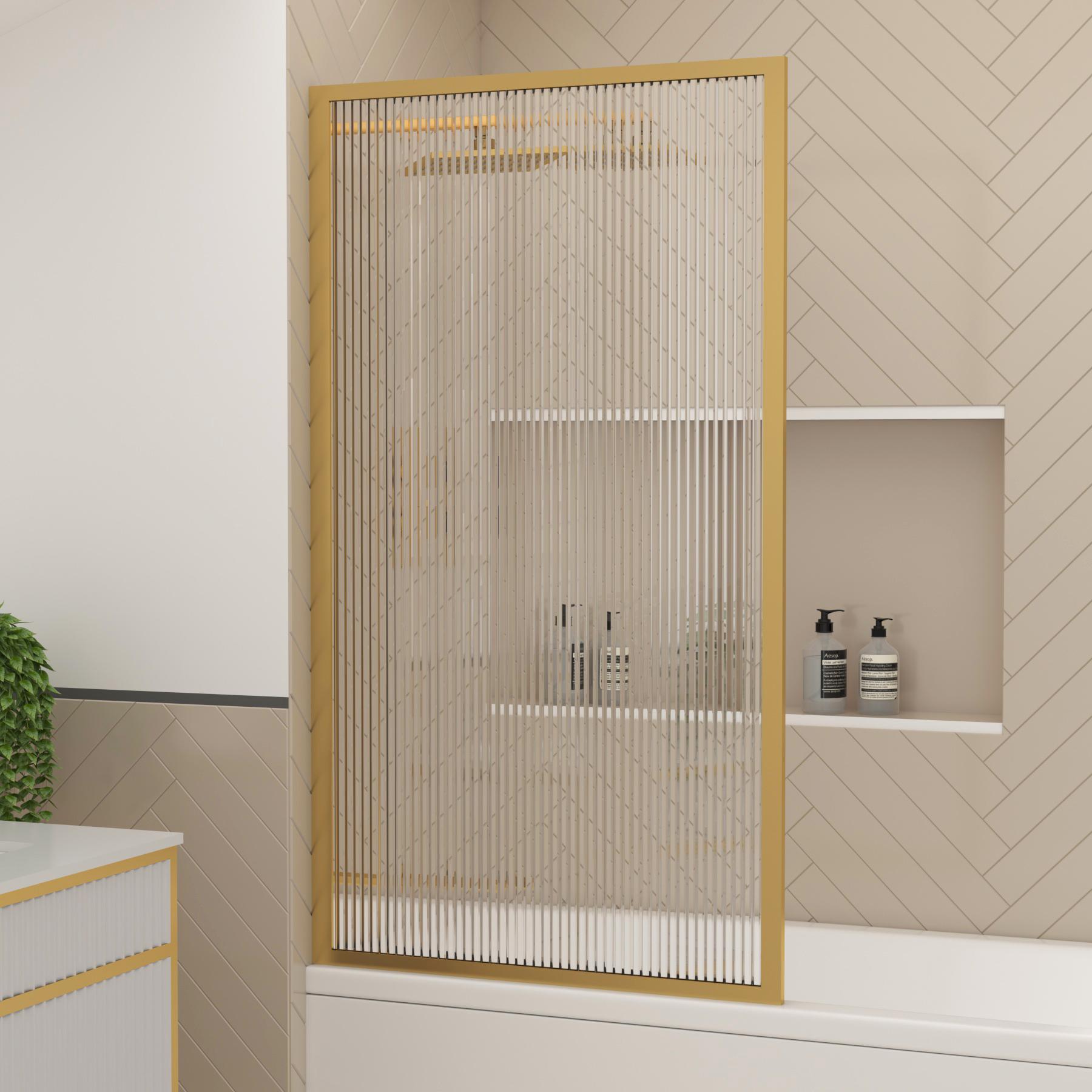 Breeze Round Single-Ended Acrylic Bath Tub with Brushed Brass Framed ...