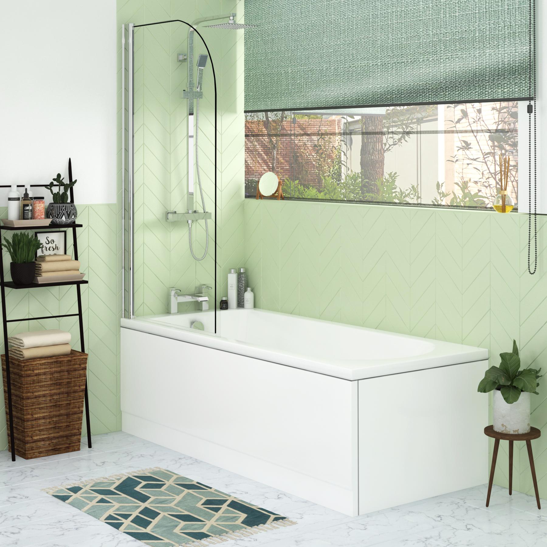 Breeze Acrylic Round Single Ended Shower Bath 1500 x 700mm Inc Shower ...