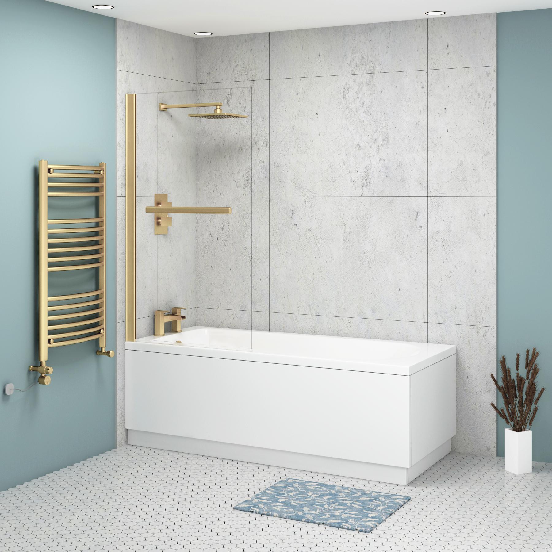 Breeze Round Single-Ended Acrylic Bath Tub with Brushed Brass Wall ...