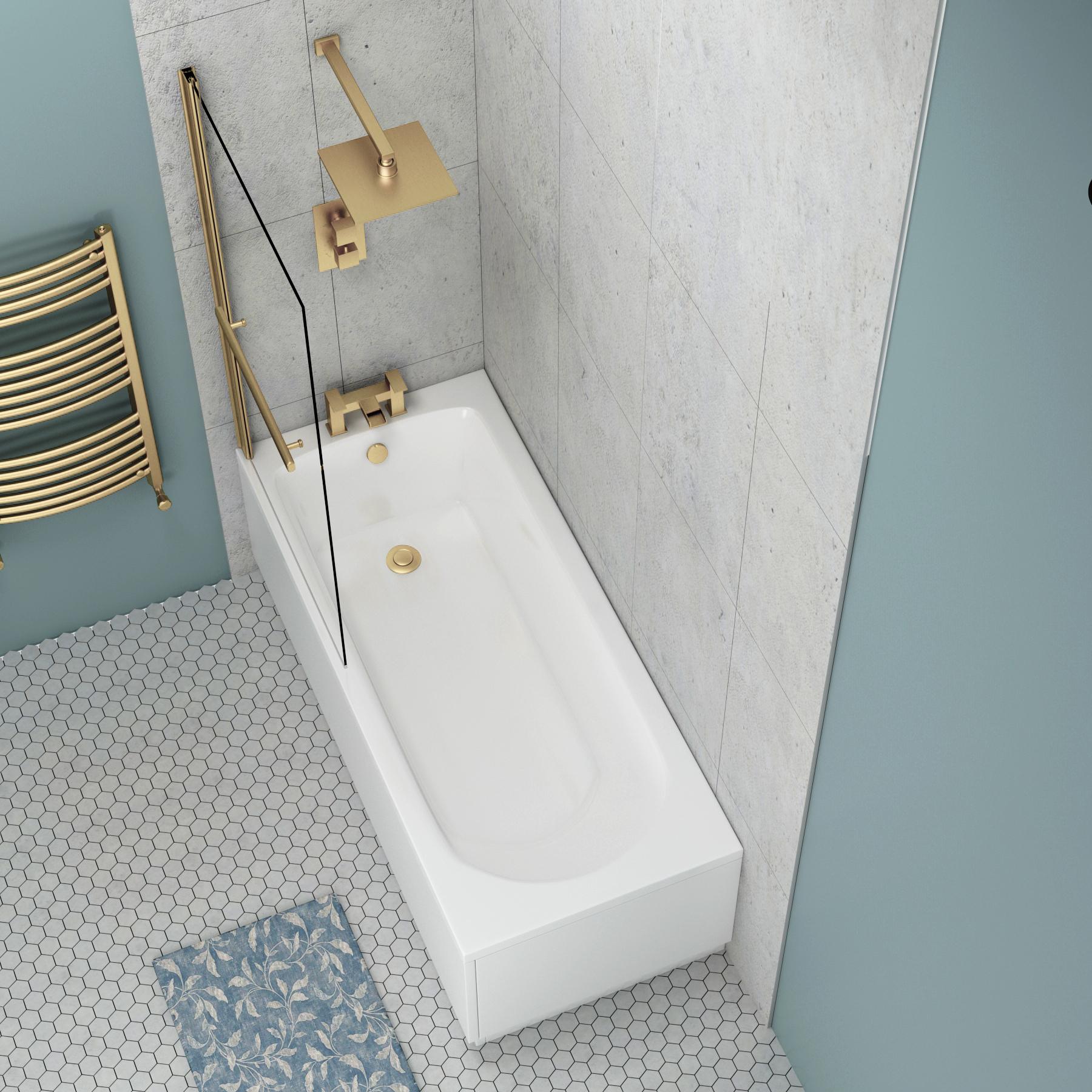 Breeze Round Single-Ended Acrylic Bath Tub with Brushed Brass Wall ...