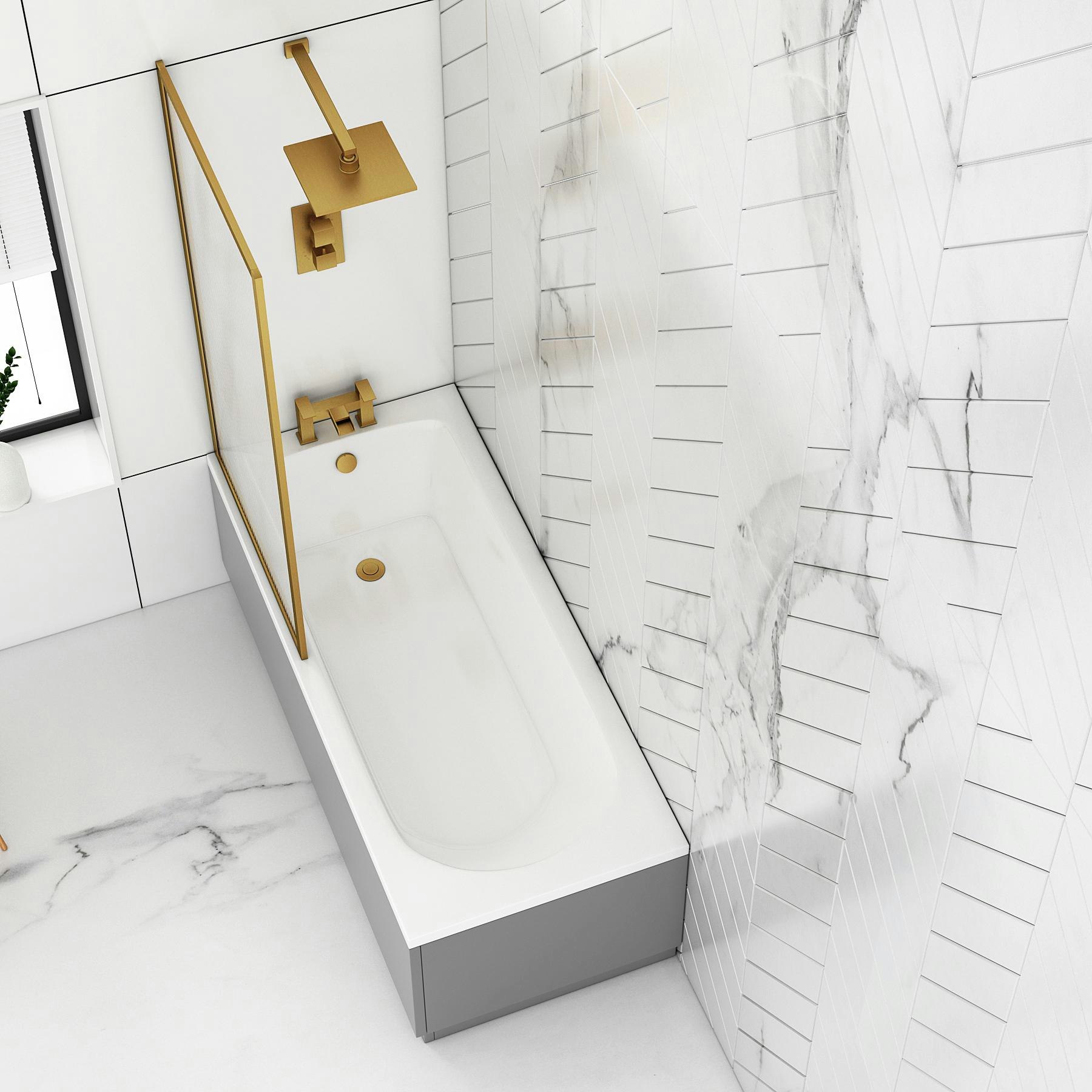 Breeze Round Single-Ended Acrylic Bath Tub with Fluted Screen & MDF ...