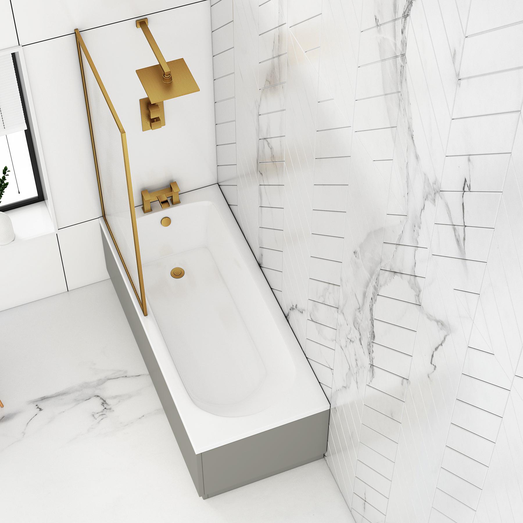 Breeze Round Single-Ended Acrylic Bath Tub with Fluted Screen & MDF ...