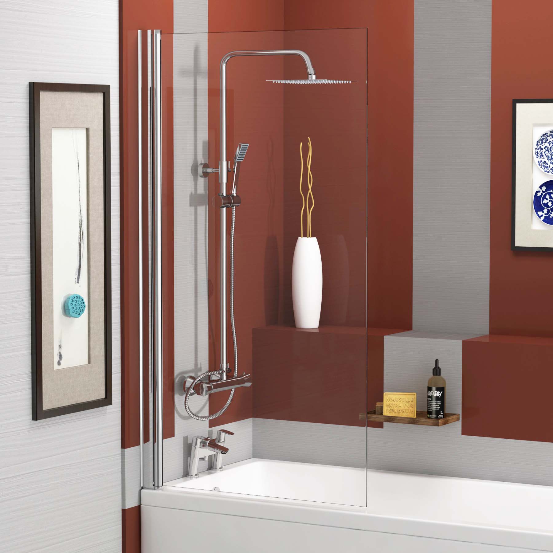 Cesar Acrylic Square Single Ended Shower Bath 1500 x 700mm Inc Square ...