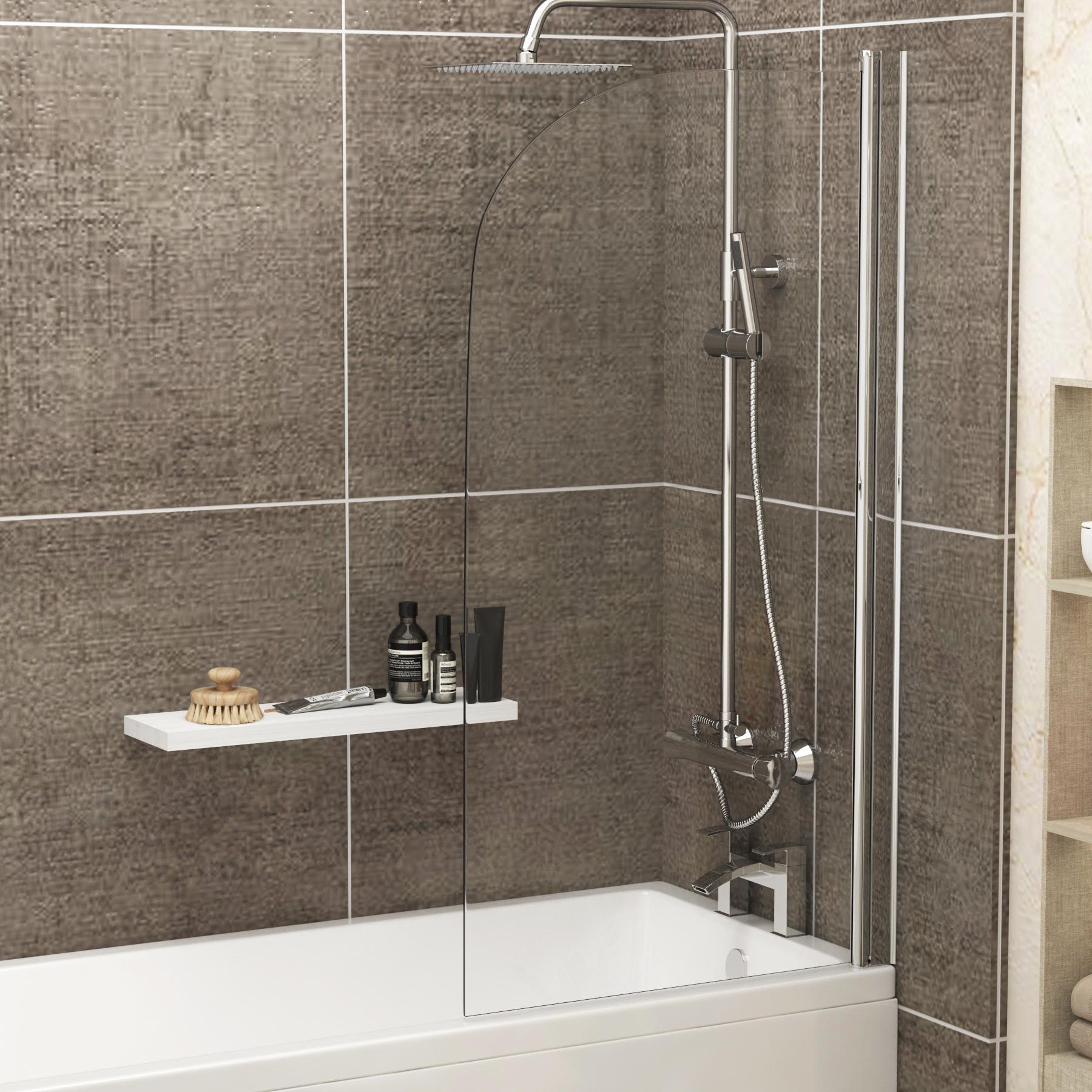 Cesar Acrylic Designer Square Edge Single Ended bath Tub with Shower ...