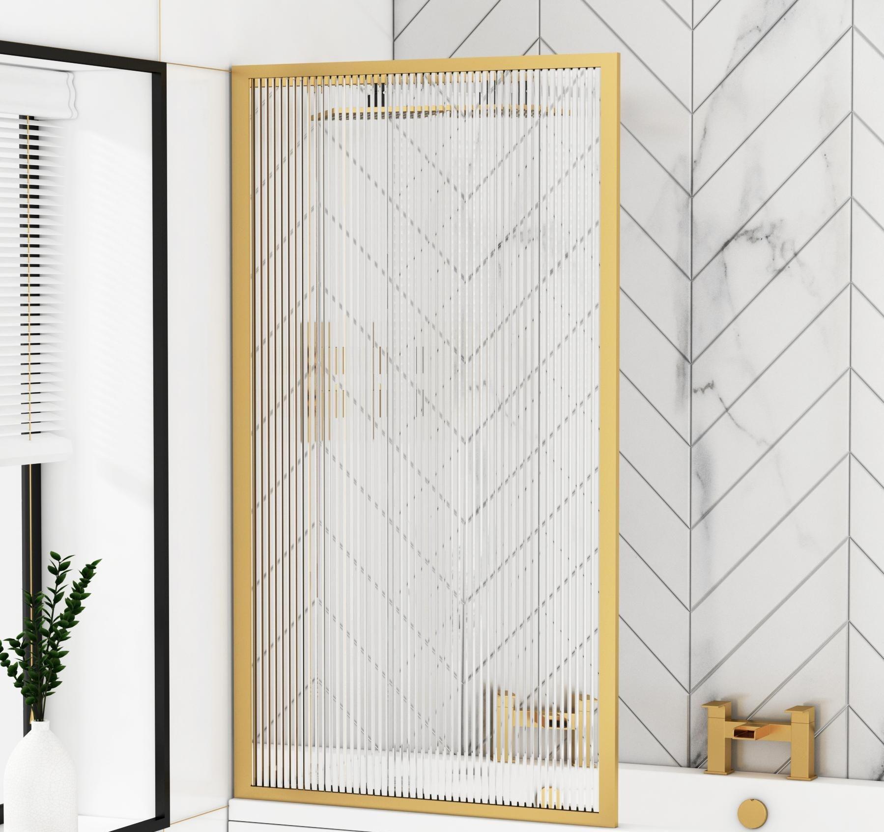 Amaze Square Double-Ended Acrylic Bath Tub with Fluted Screen & MDF ...