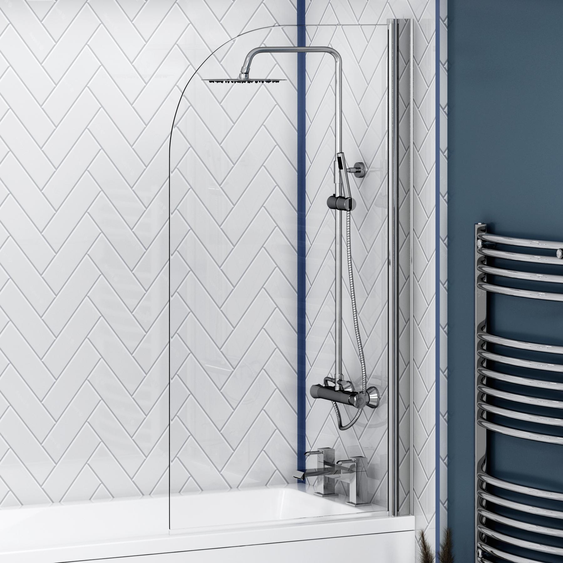 Cesar Acrylic Square Single Ended Shower Bath 1600 x 700mm Inc Shower ...