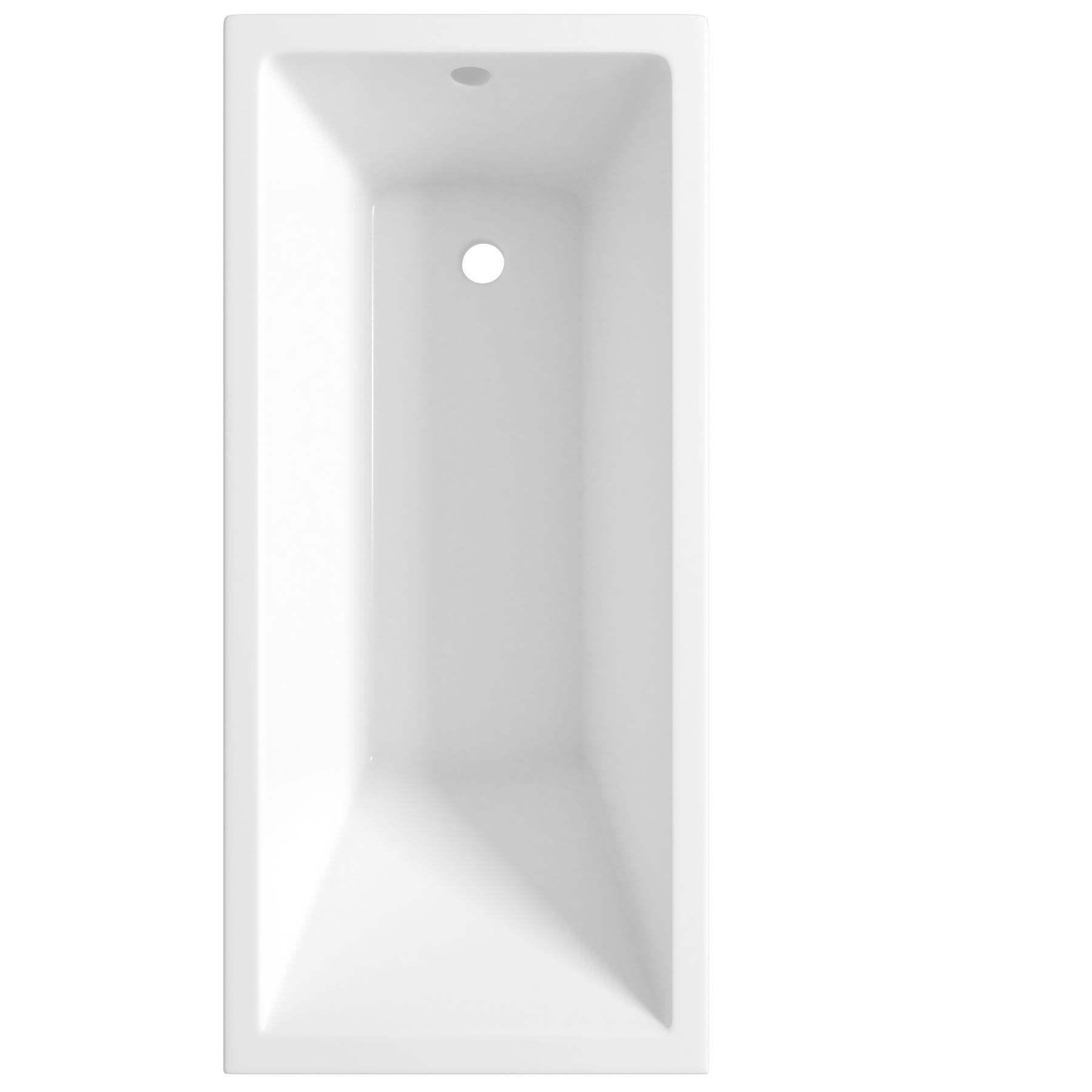 Cesar Acrylic Square Single Ended Shower Bath 1700 x 700mm Inc Round ...