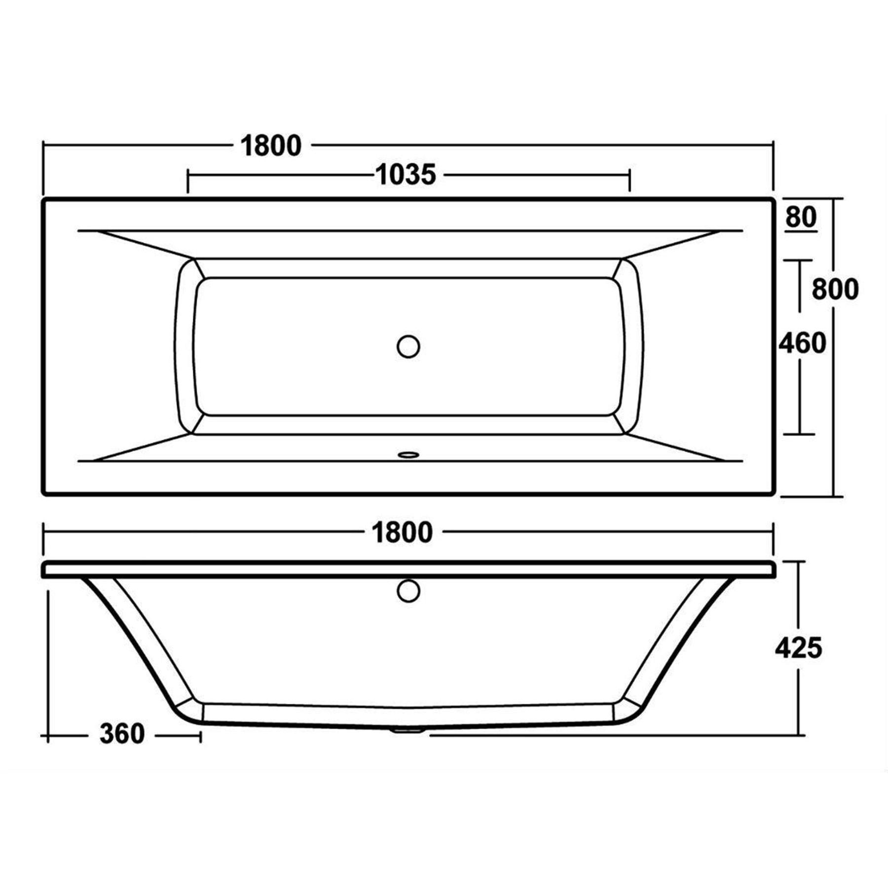 Amaze Acrylic Square Double Ended Bath 1800 x 800mm | Royal Bathrooms