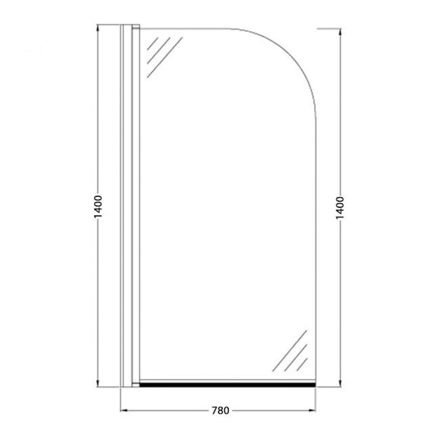 Koncept Straight Bath Shower Screen Radius Edge 1400mm High Royal