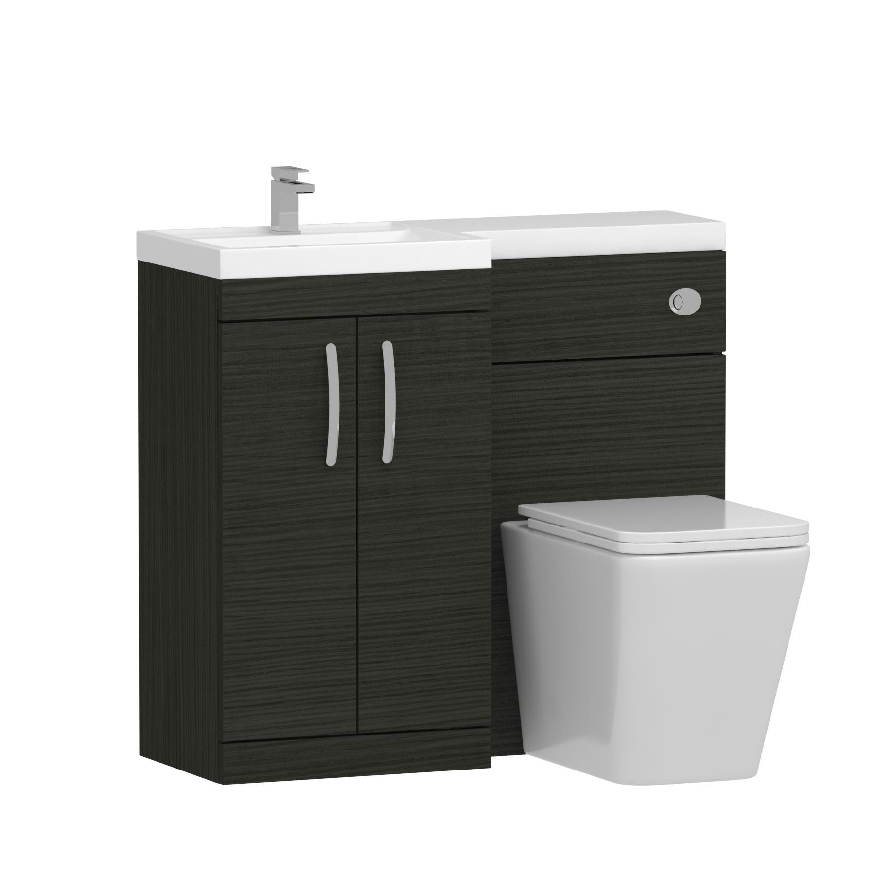 1000mm Hale Black 2 Door Floor Standing Vanity Unit L\H L-Shaped Basin ...