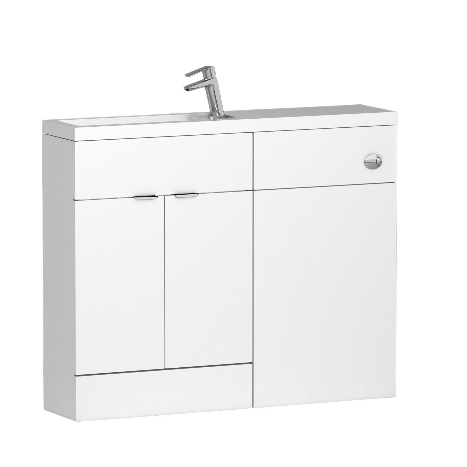 Elena 1100mm 2 Door Floor Standing Vanity Unit with Compact Polymarble ...