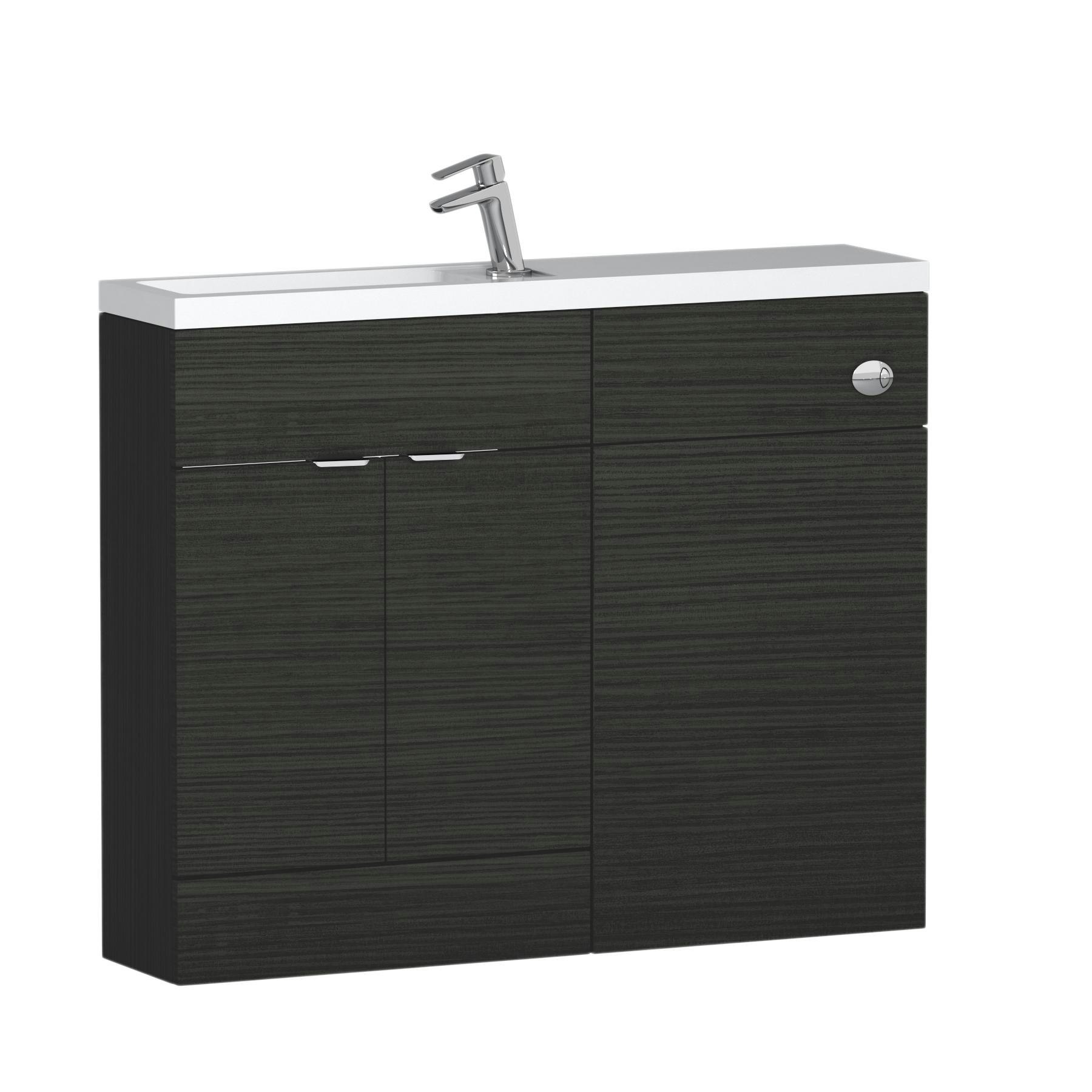 Elena 1100mm 2 Door Floor Standing Vanity Unit Hale Black with Compact ...