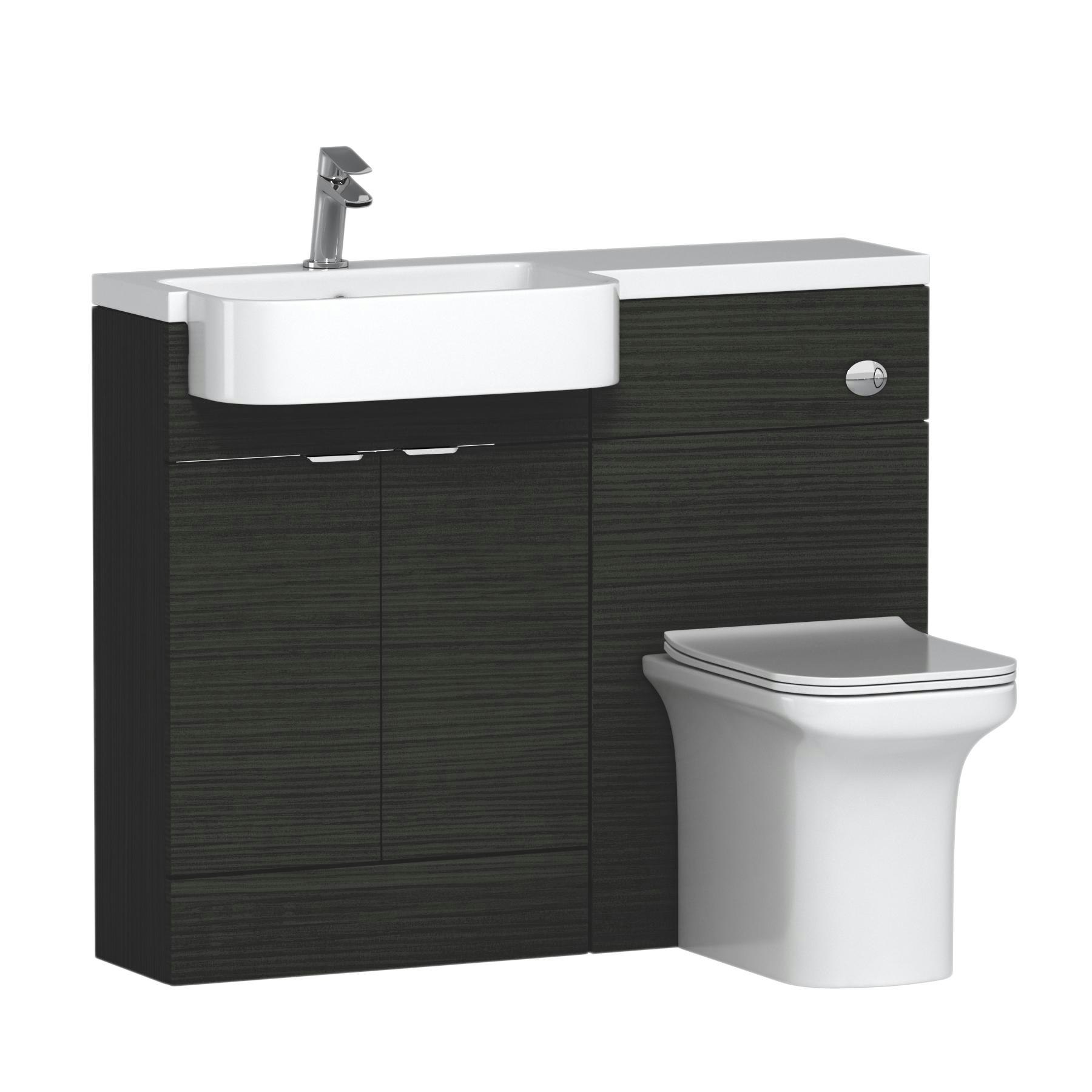 Elena 1100mm Hale Black 2 Door Floor Standing Vanity Unit with L/H ...