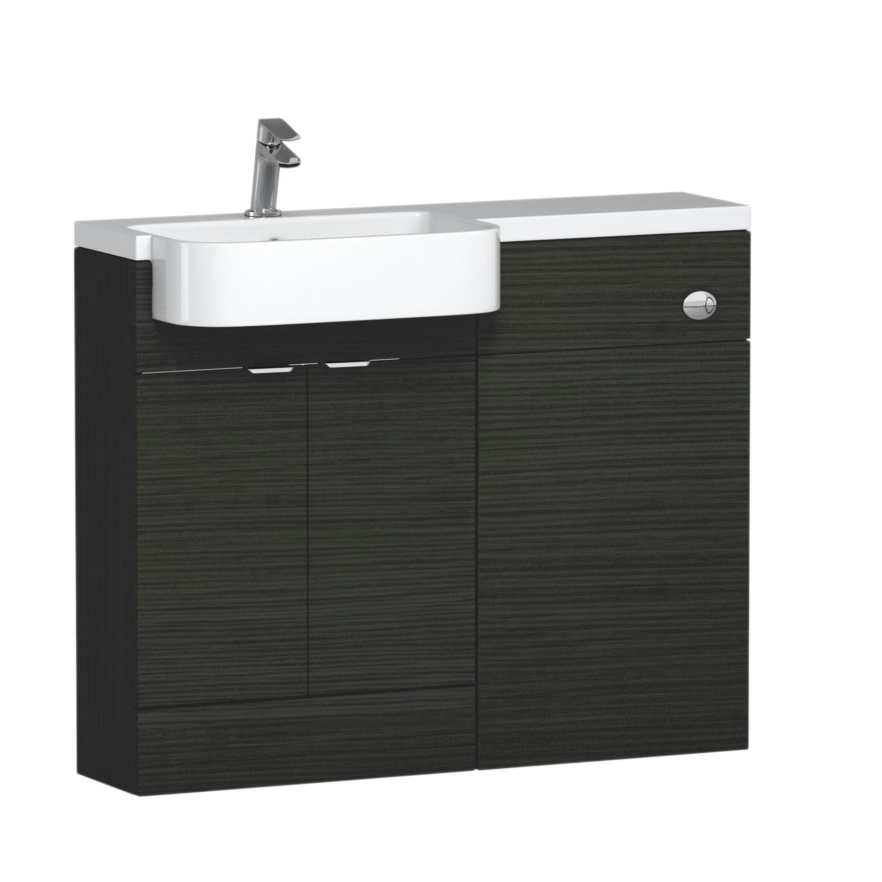 Elena 1100mm Hale Black 2 Door Floor Standing Vanity Unit with L/H ...