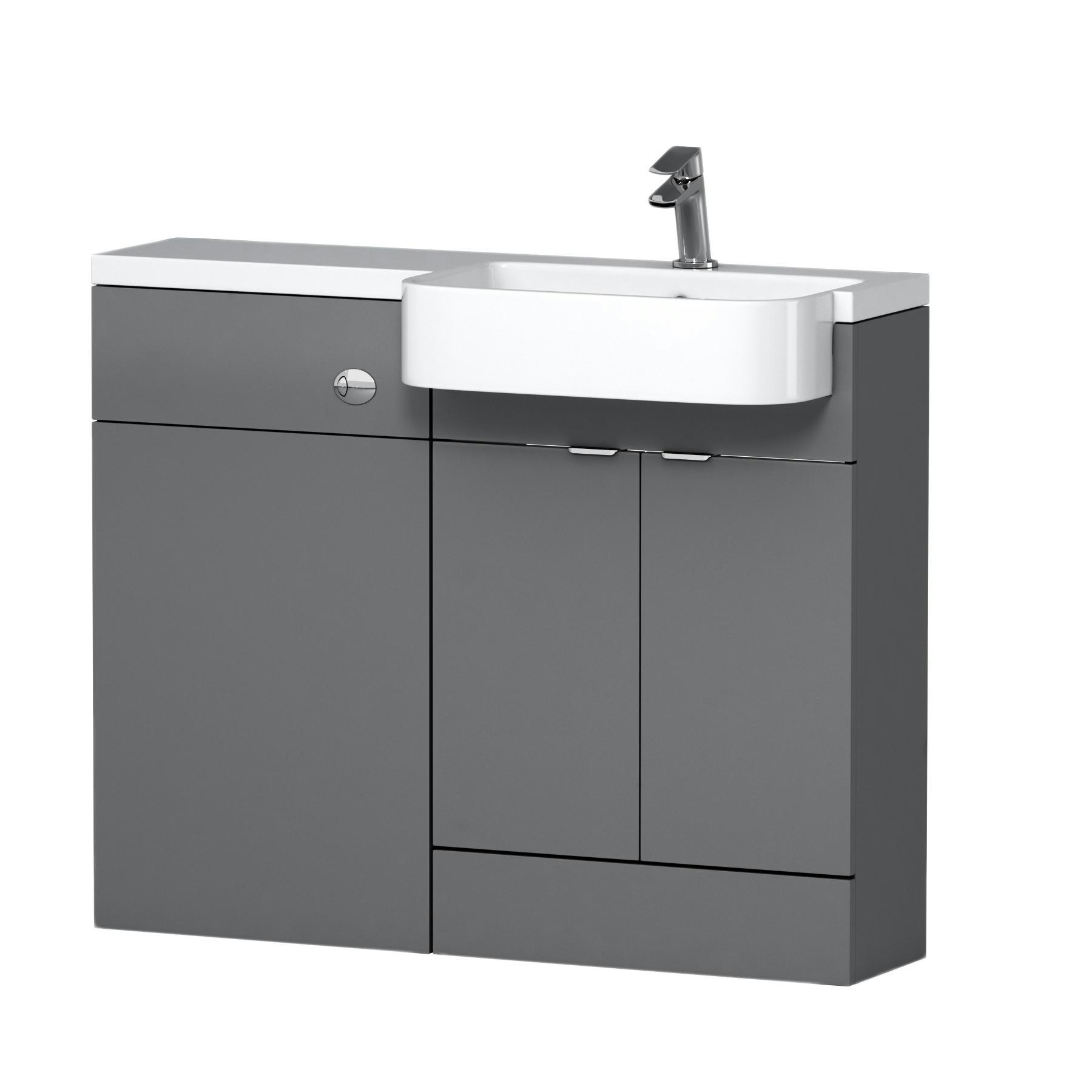 Elena 1100mm Indigo Grey Gloss 2 Door Floor Standing Vanity Unit with R ...