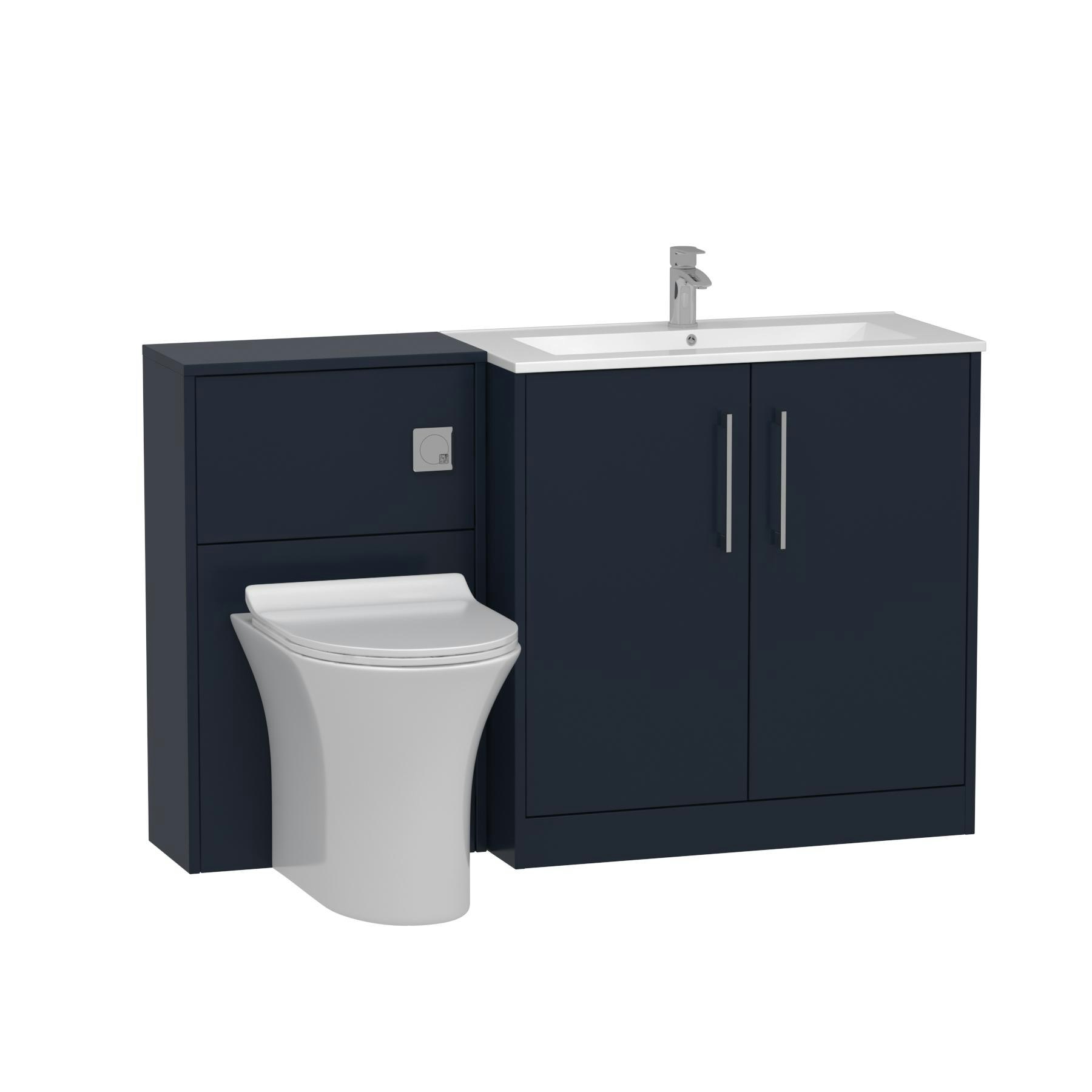 Milan 1300mm Electric Blue 2 Door Floor Standing Vanity Unit Minimalist ...