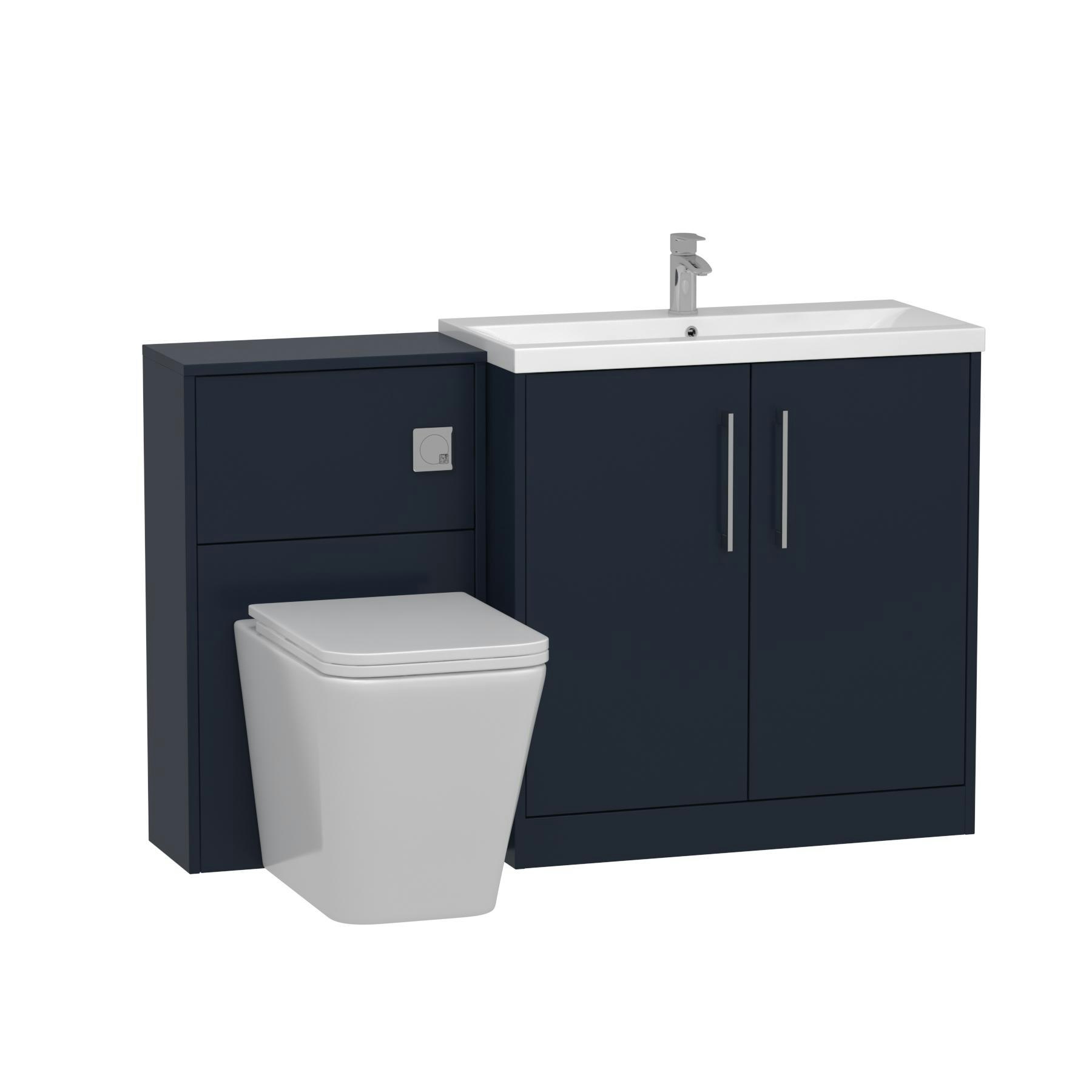 Milan 1300mm Electric Blue 2 Door Floor Standing Vanity Unit Mid-Edge ...