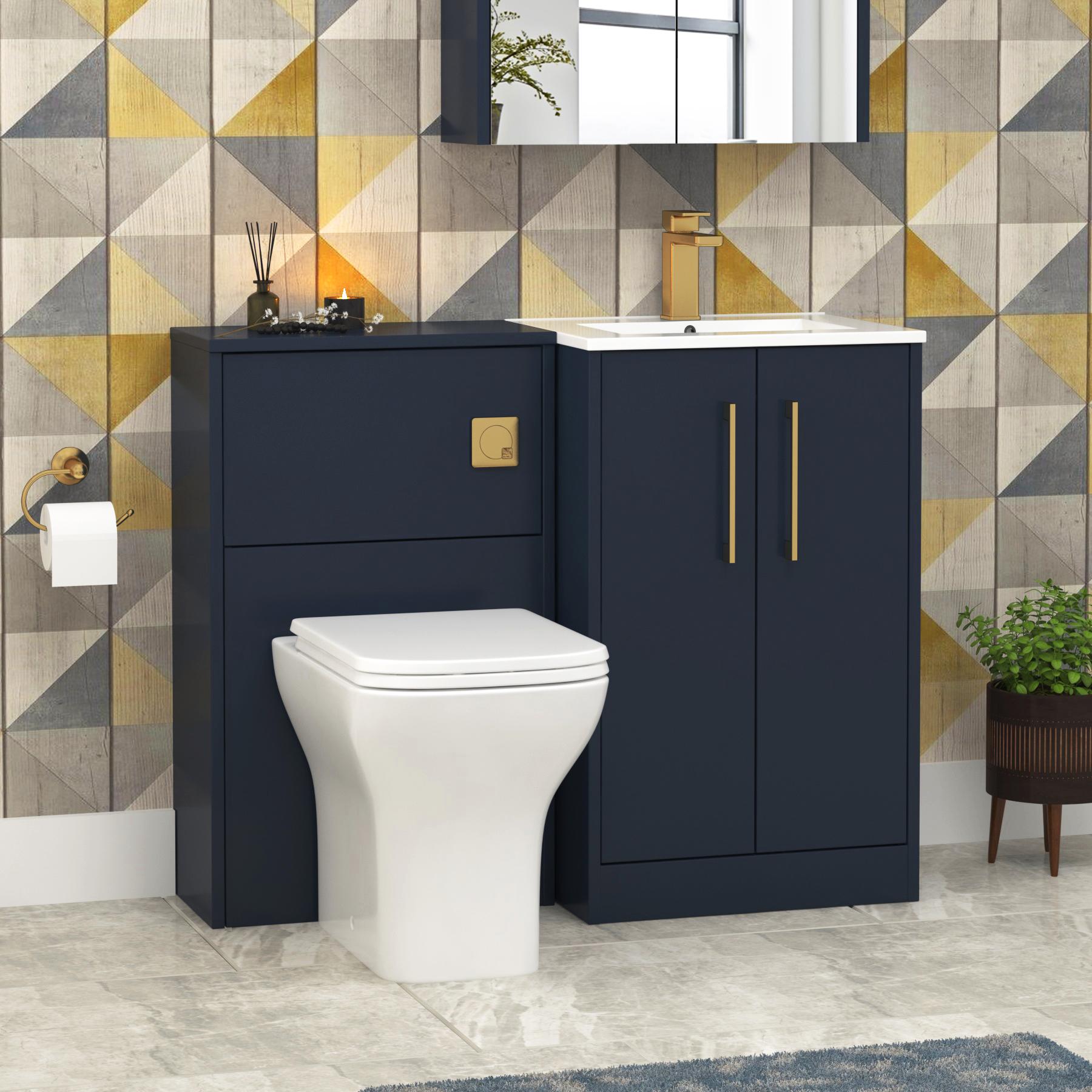 Milan 1000mm Electric Blue 2 Door Floor Standing Vanity Unit Minimalist ...