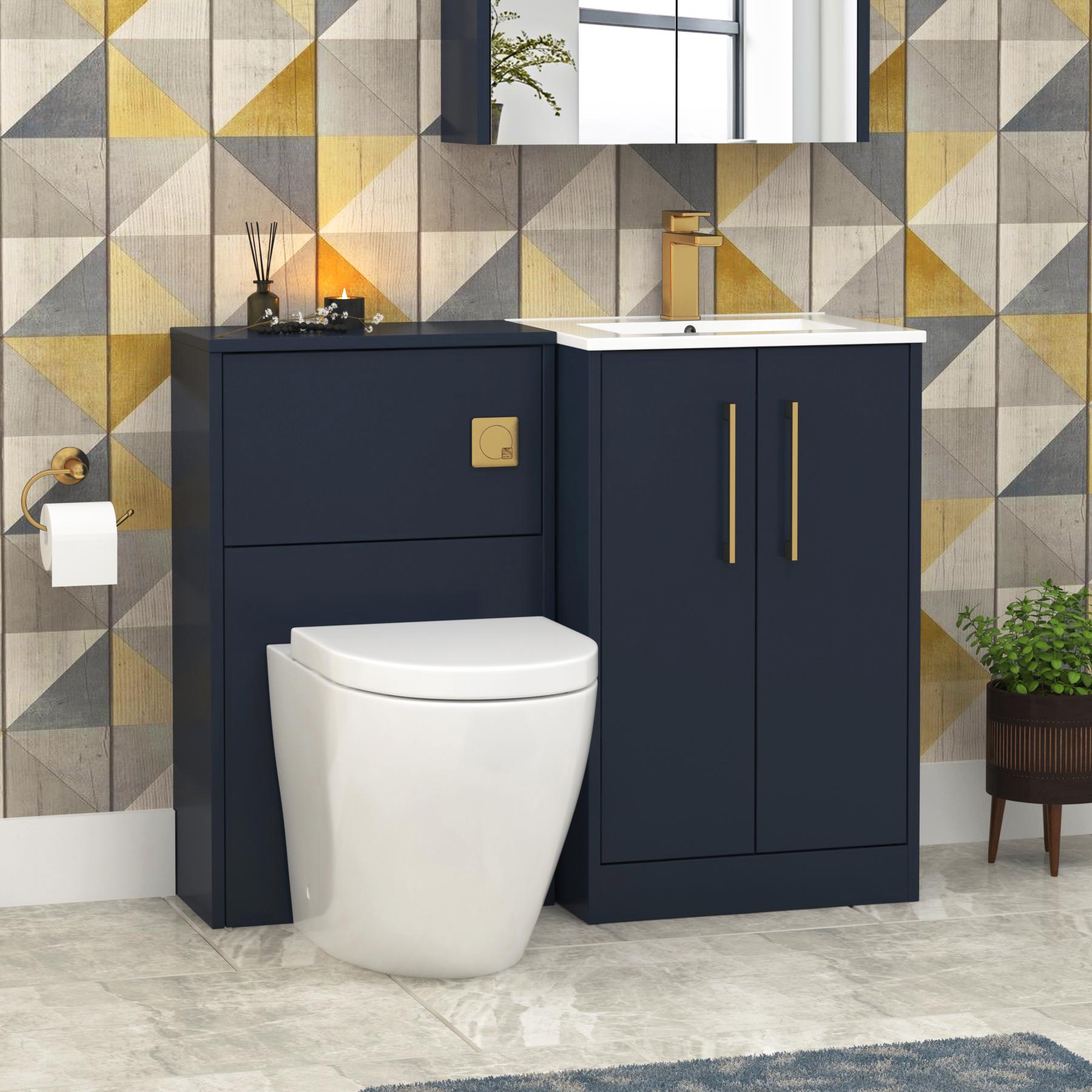 Milan 1000mm Electric Blue 2 Door Floor Standing Vanity Unit Minimalist ...