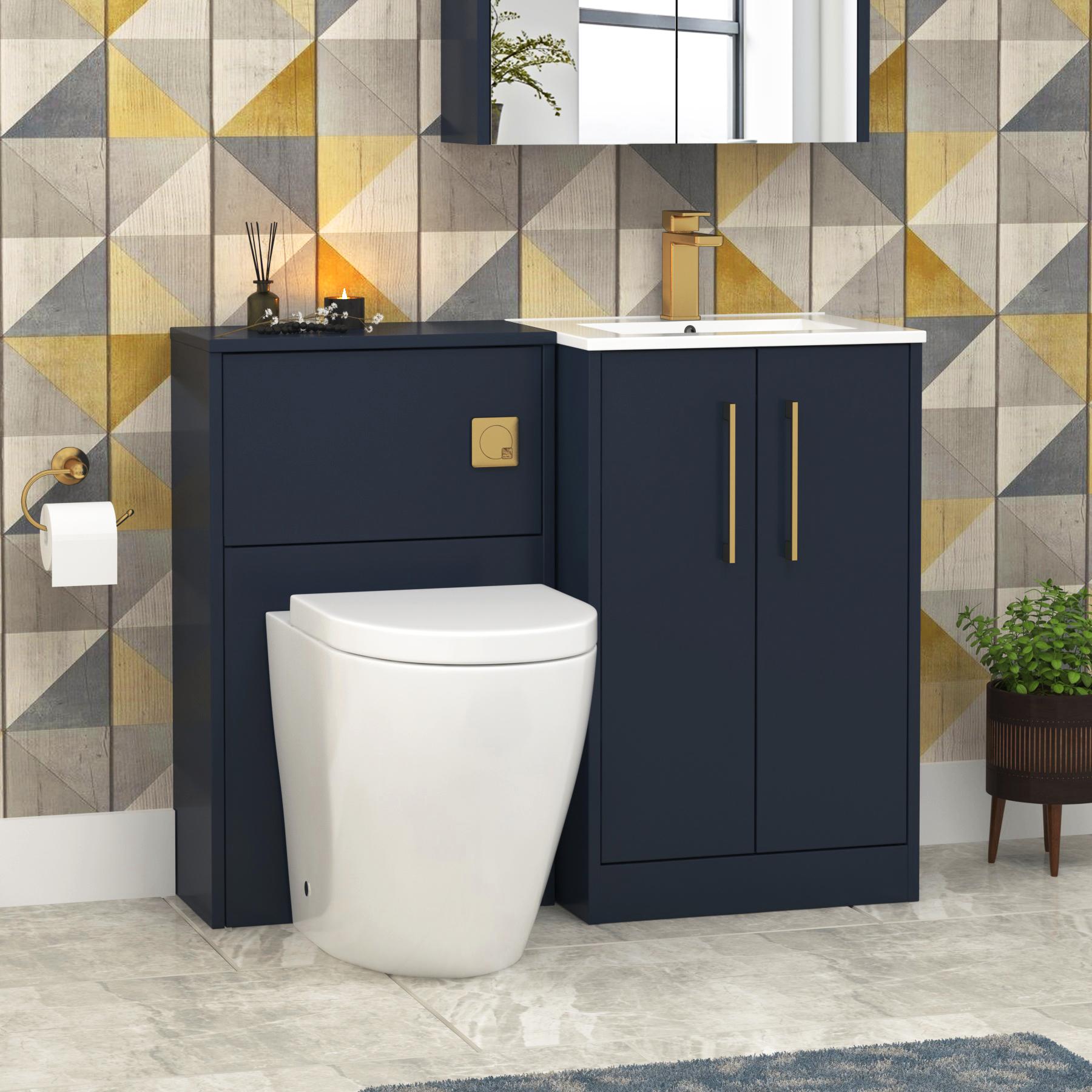 Milan 1000mm Electric Blue 2 Door Floor Standing Vanity Unit Minimalist ...