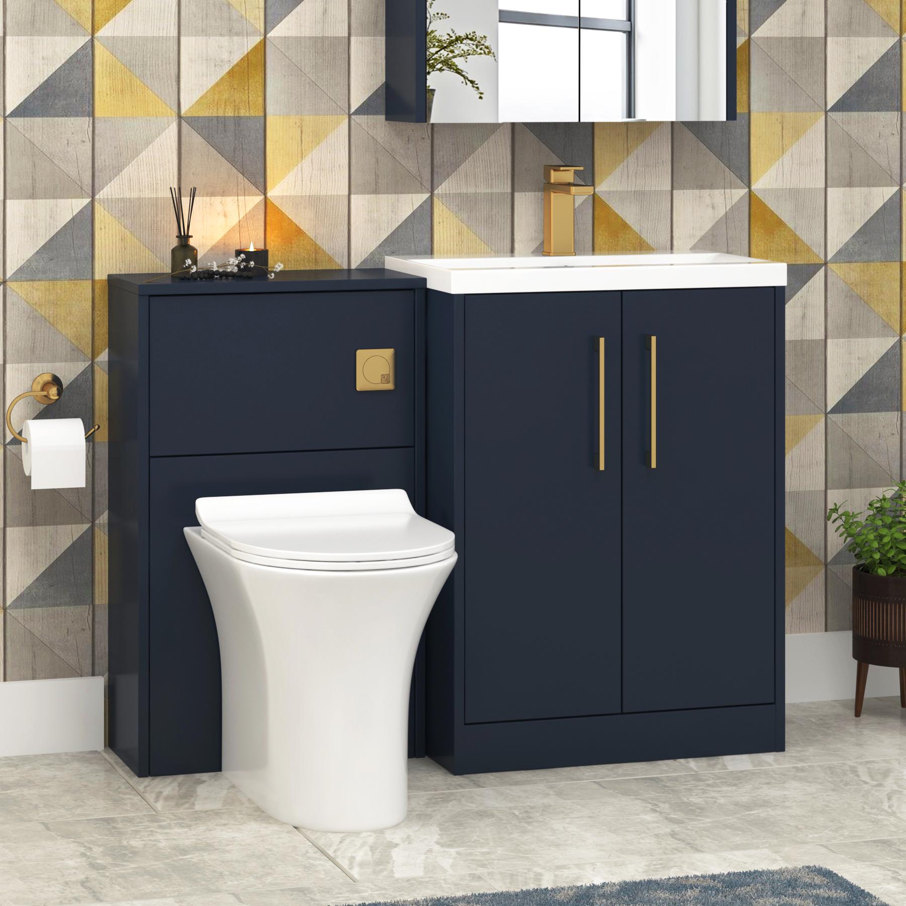 Milan 1100mm Electric Blue 2 Door Floor Standing Vanity Unit Mid-Edge ...