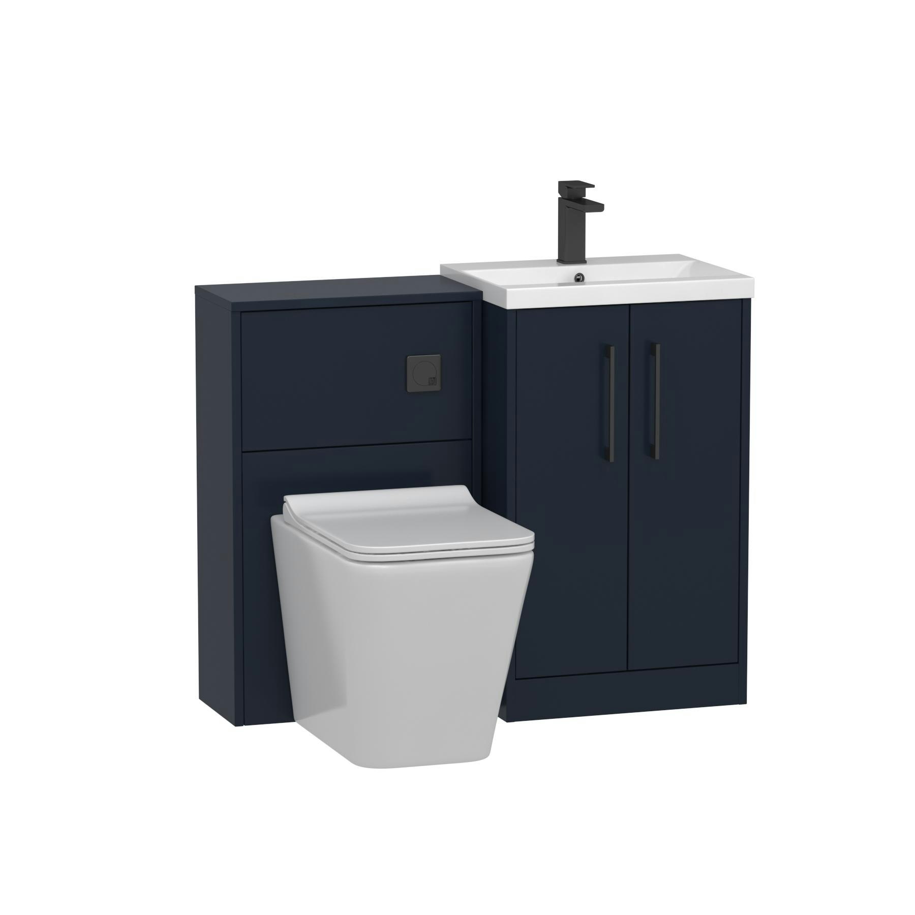 Milan 1000mm Electric Blue 2 Door Floor Standing Vanity Unit Mid-Edge ...