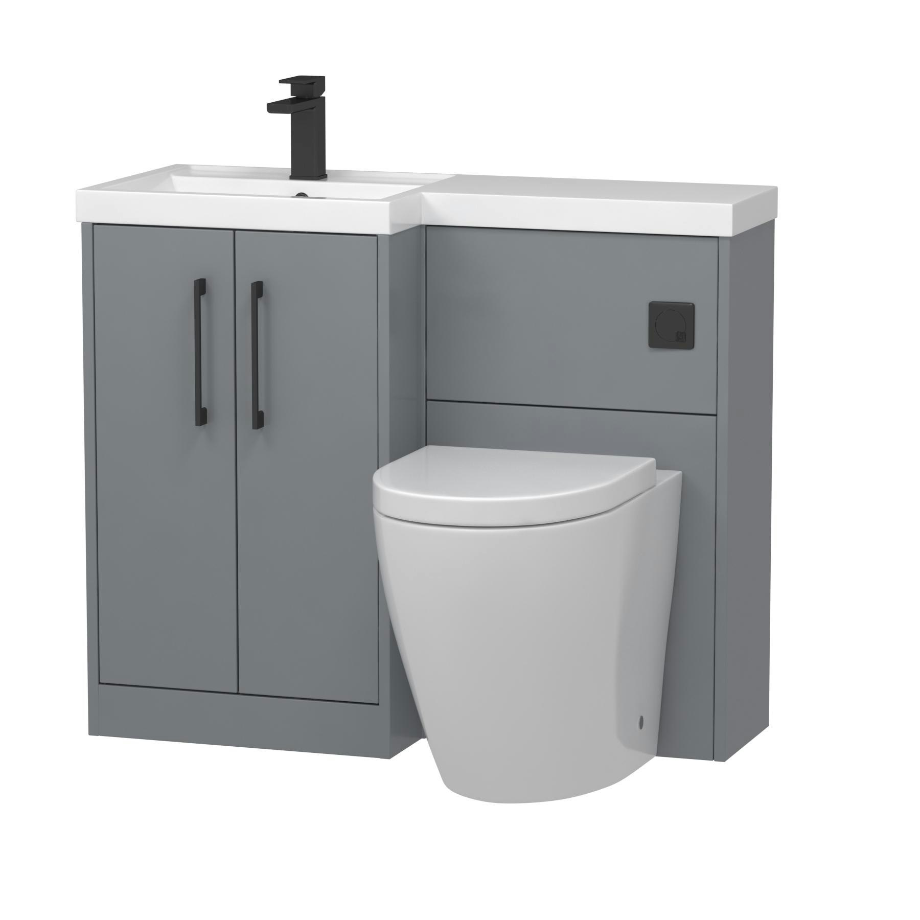Milan 1000mm Coastal Grey 2 Door Floor Standing Vanity Unit L\H L ...