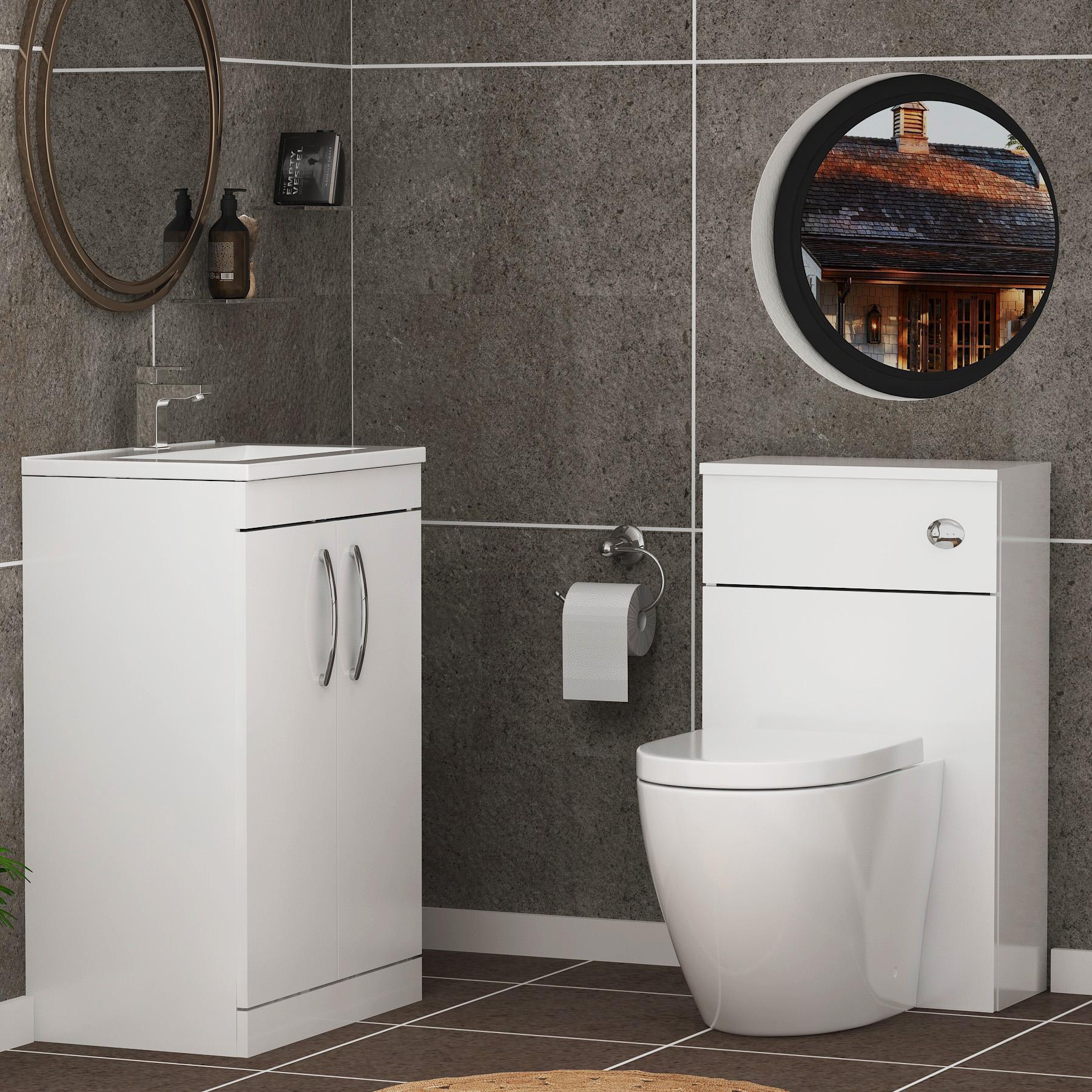 Turin 2-Door Gloss White Minimalist Floor Standing Bathroom Furniture ...