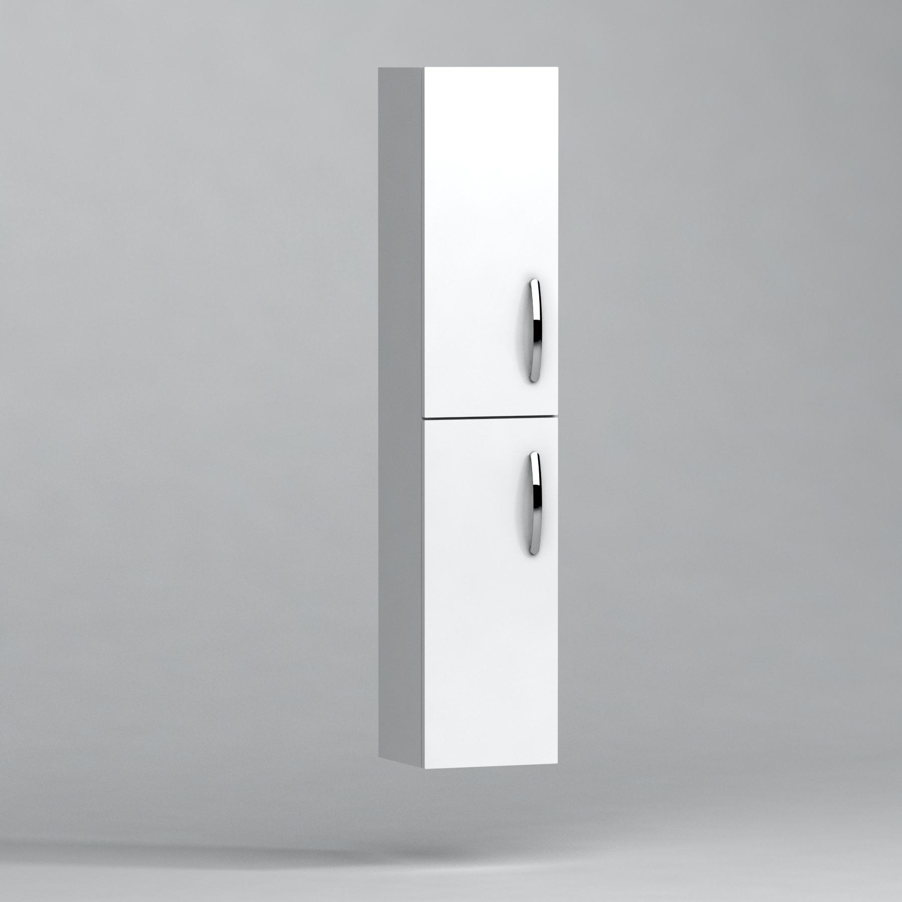 Turin 1450 x 300 x 250mm Gloss White 2-Door Wall Hung Tall Boy Cabinet ...