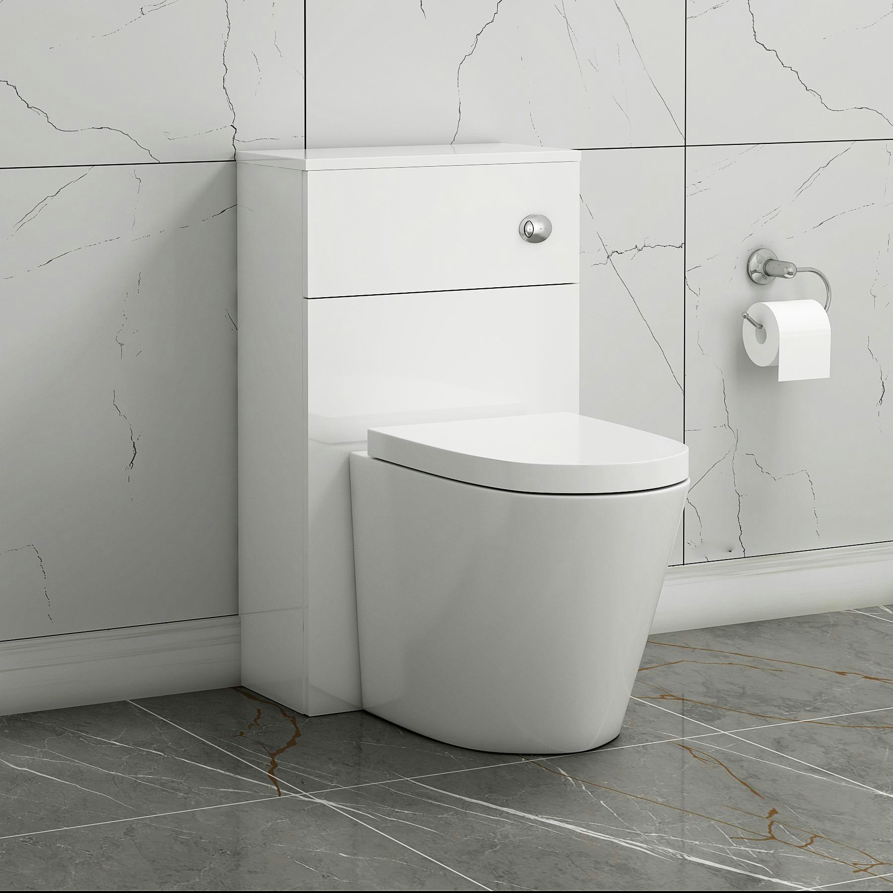 500mm Gloss White BTW WC Unit with Cesar Rimless Toilet Pan & Seat ...