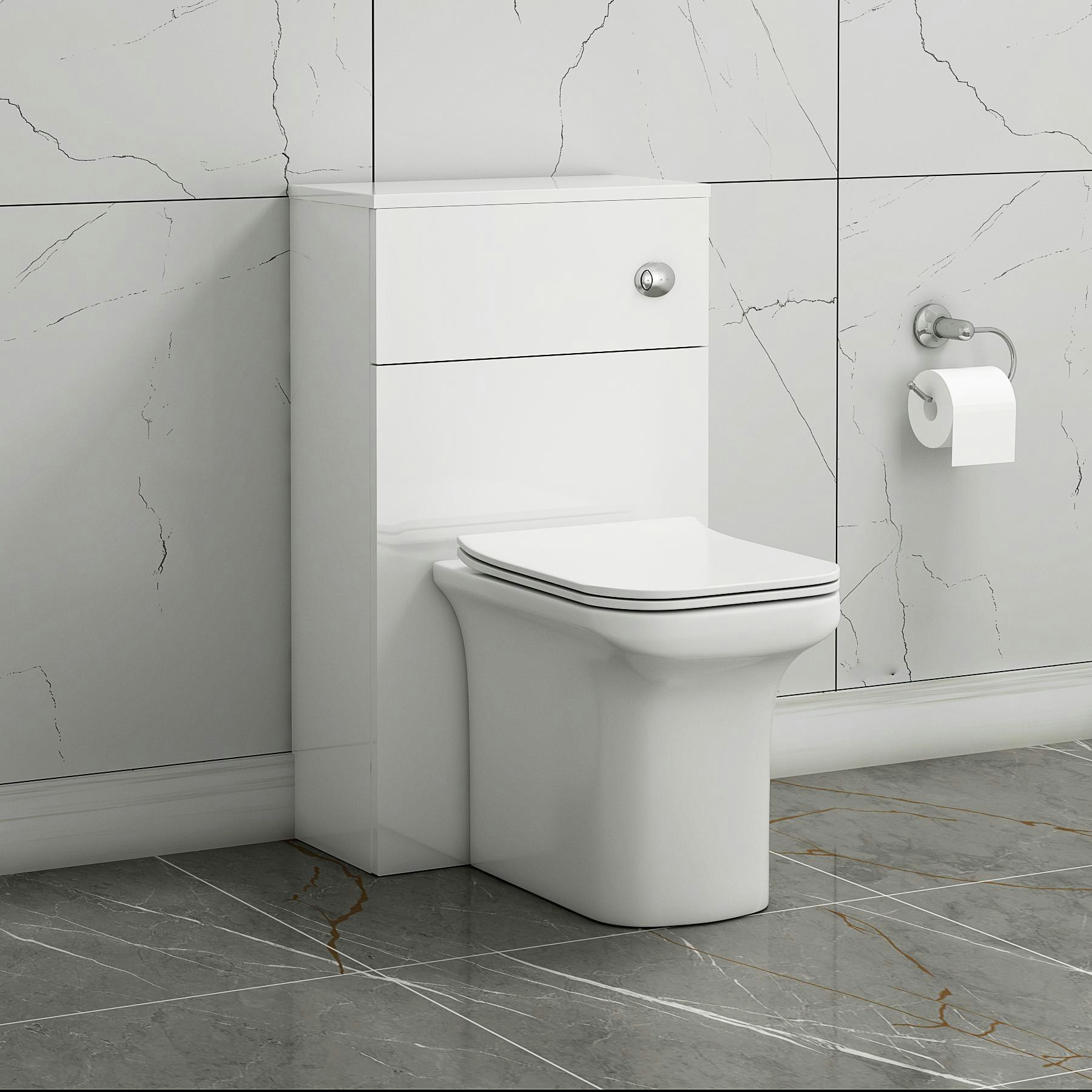 500mm Gloss White BTW WC Unit with Crosby Rimless Toilet Pan & Seat ...