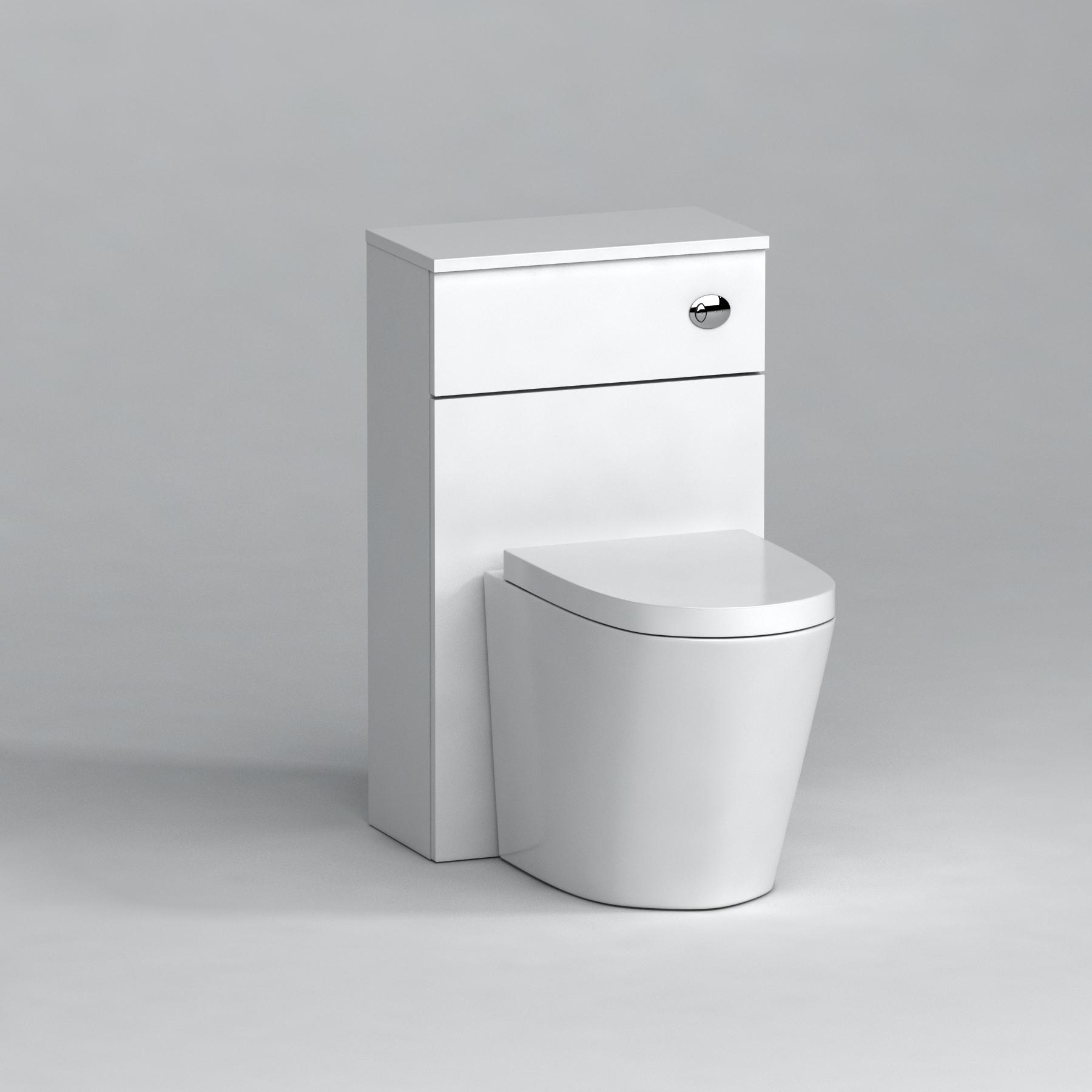 500mm Gloss White BTW WC Unit with Cesar Rimless Toilet Pan & Seat ...