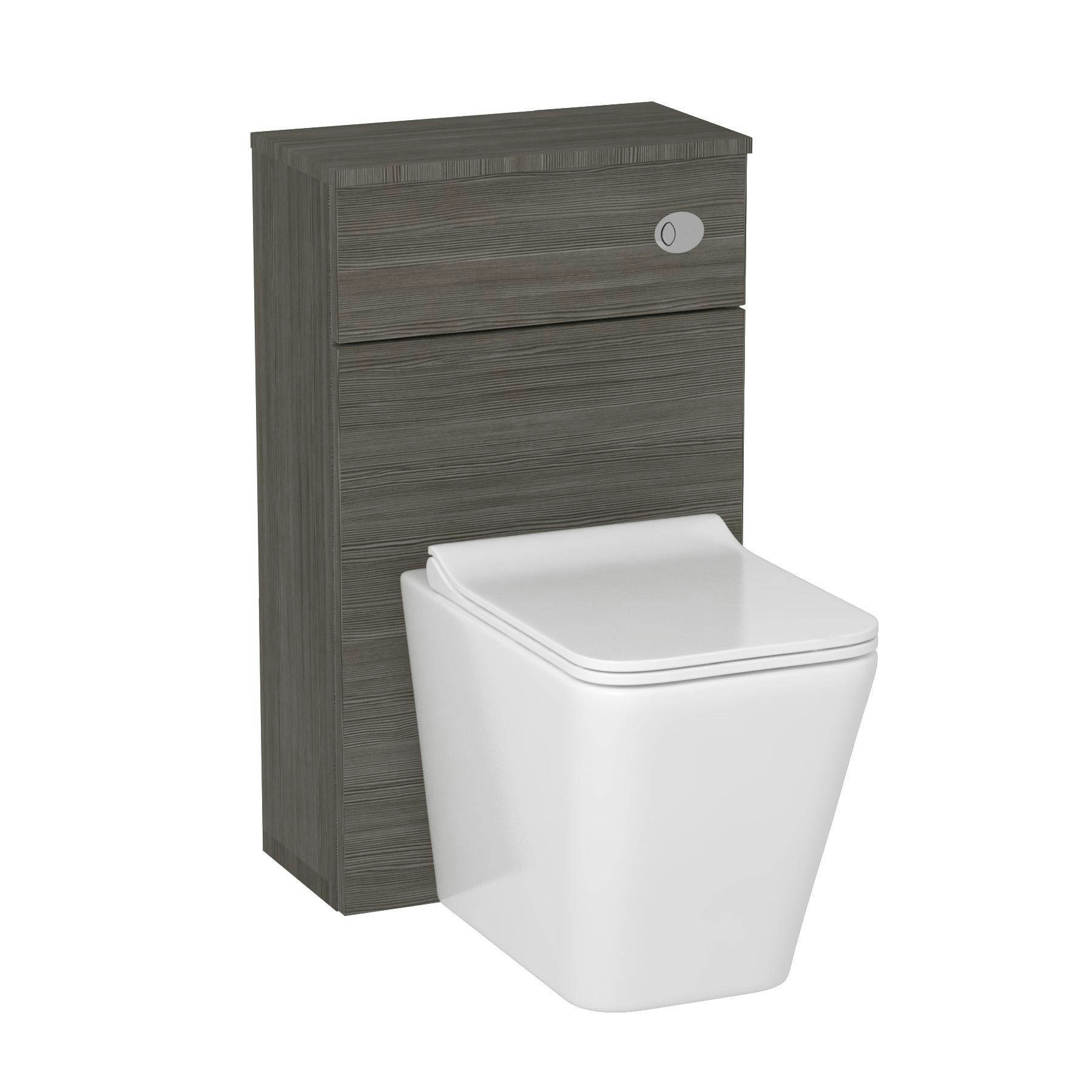 Grey Elm 500mm WC Toilet Unit with Elena Rimless BTW Pan & Seat ...