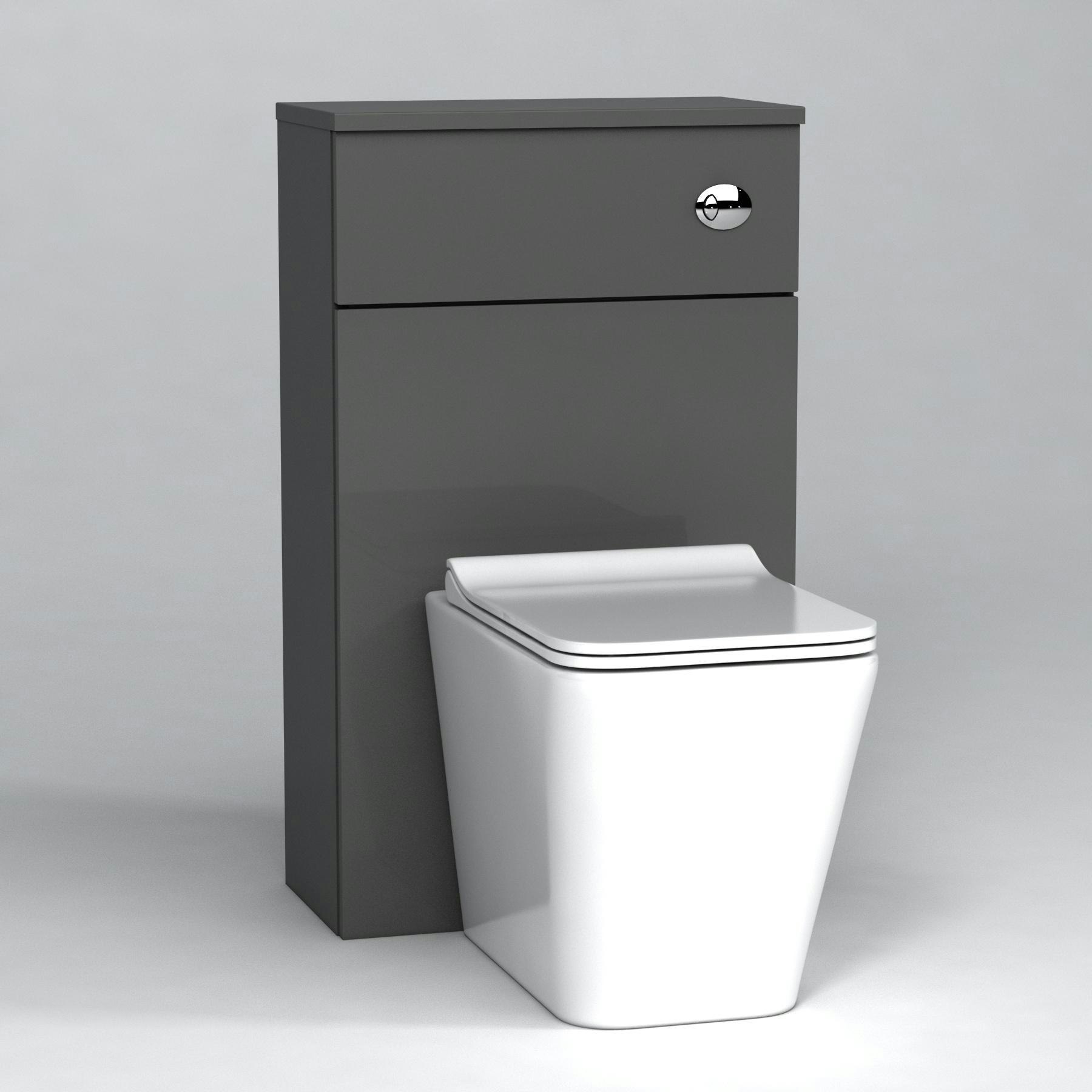 Grey Gloss 500mm WC Toilet Unit with Elena Rimless BTW Pan & Seat ...