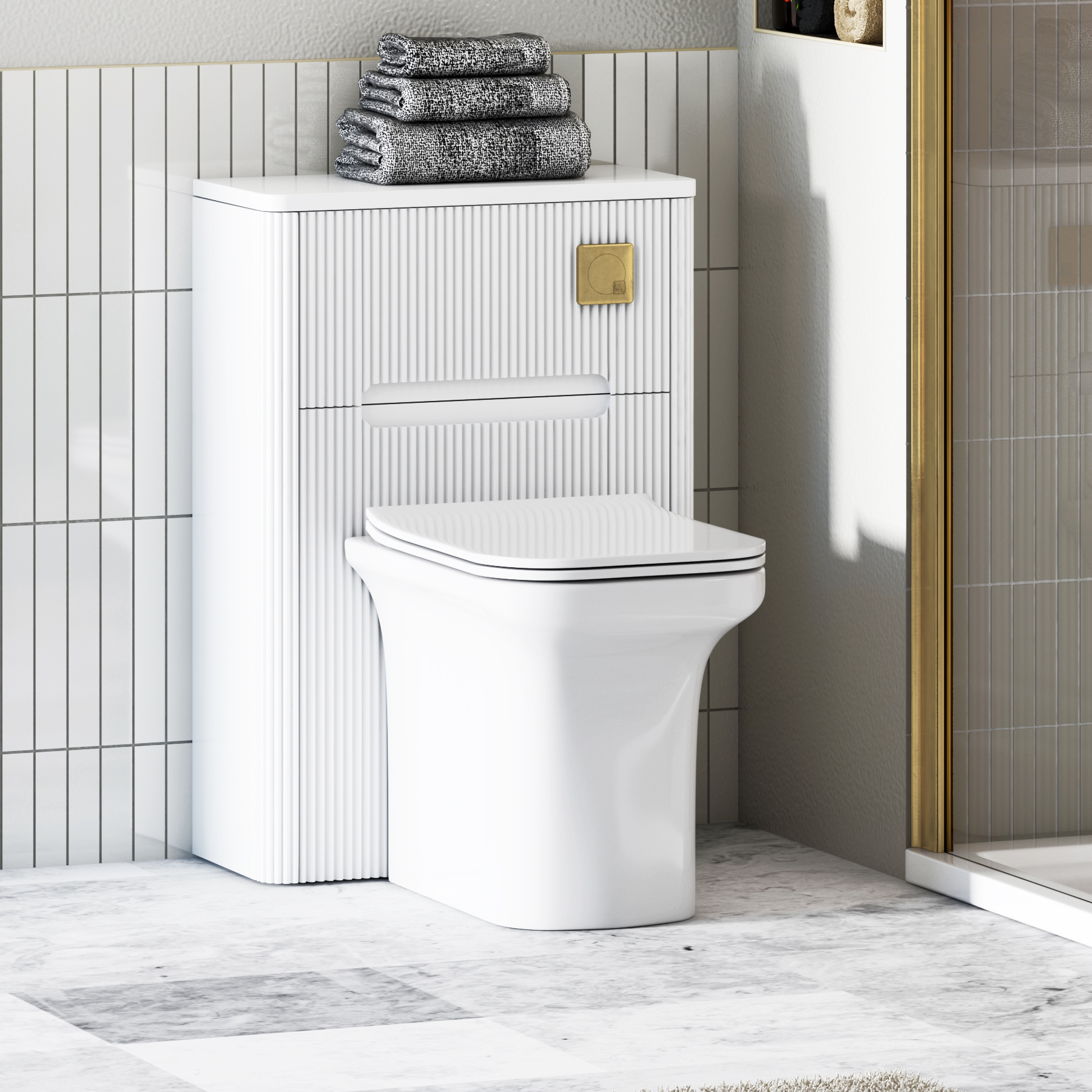 Avenza 550mm Matte White BTW WC Unit with Crosby Rimless Toilet Pan ...